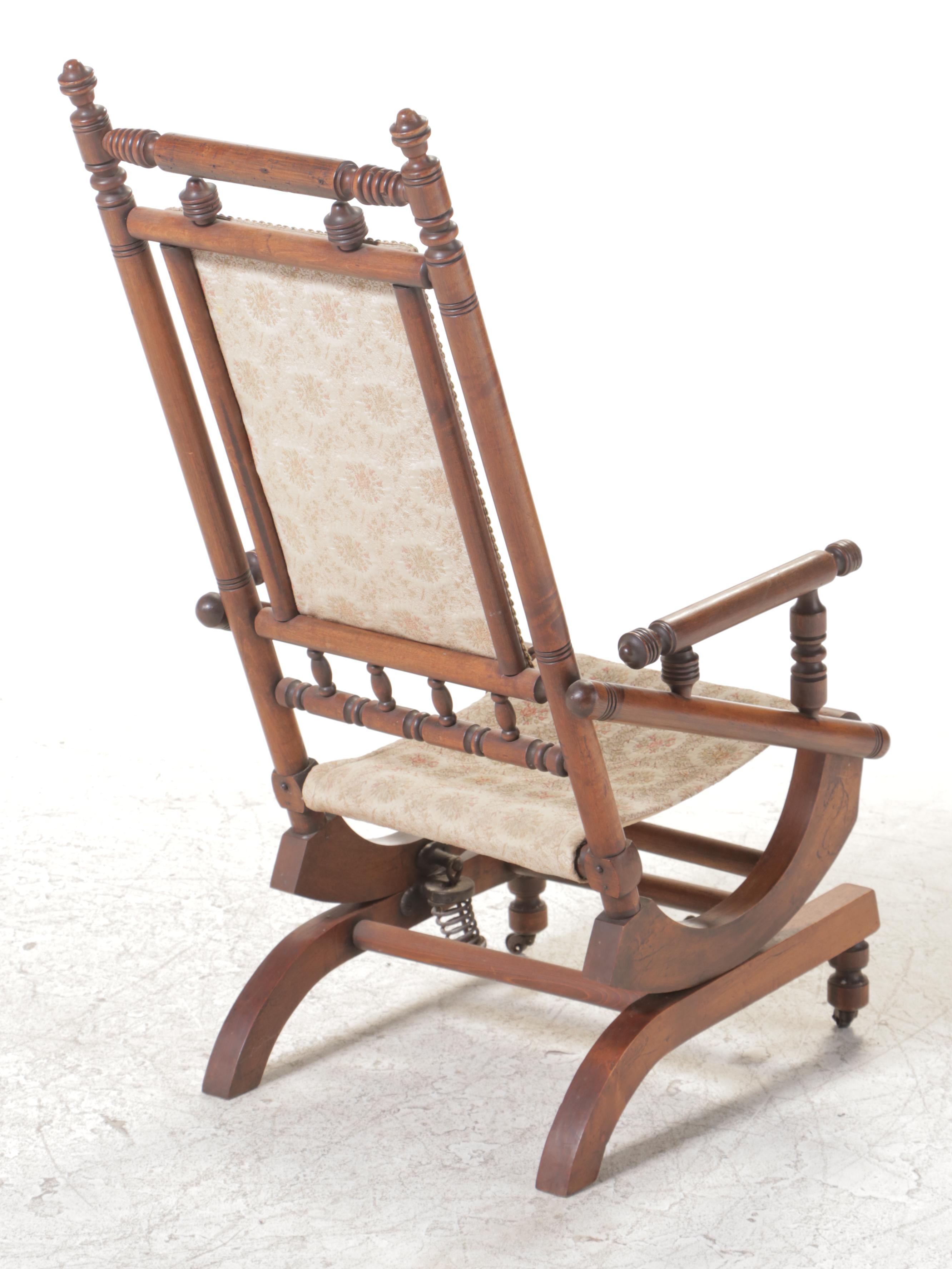 Victorian Maple and Custom-Upholstered Platform Rocker, Late 19th ...