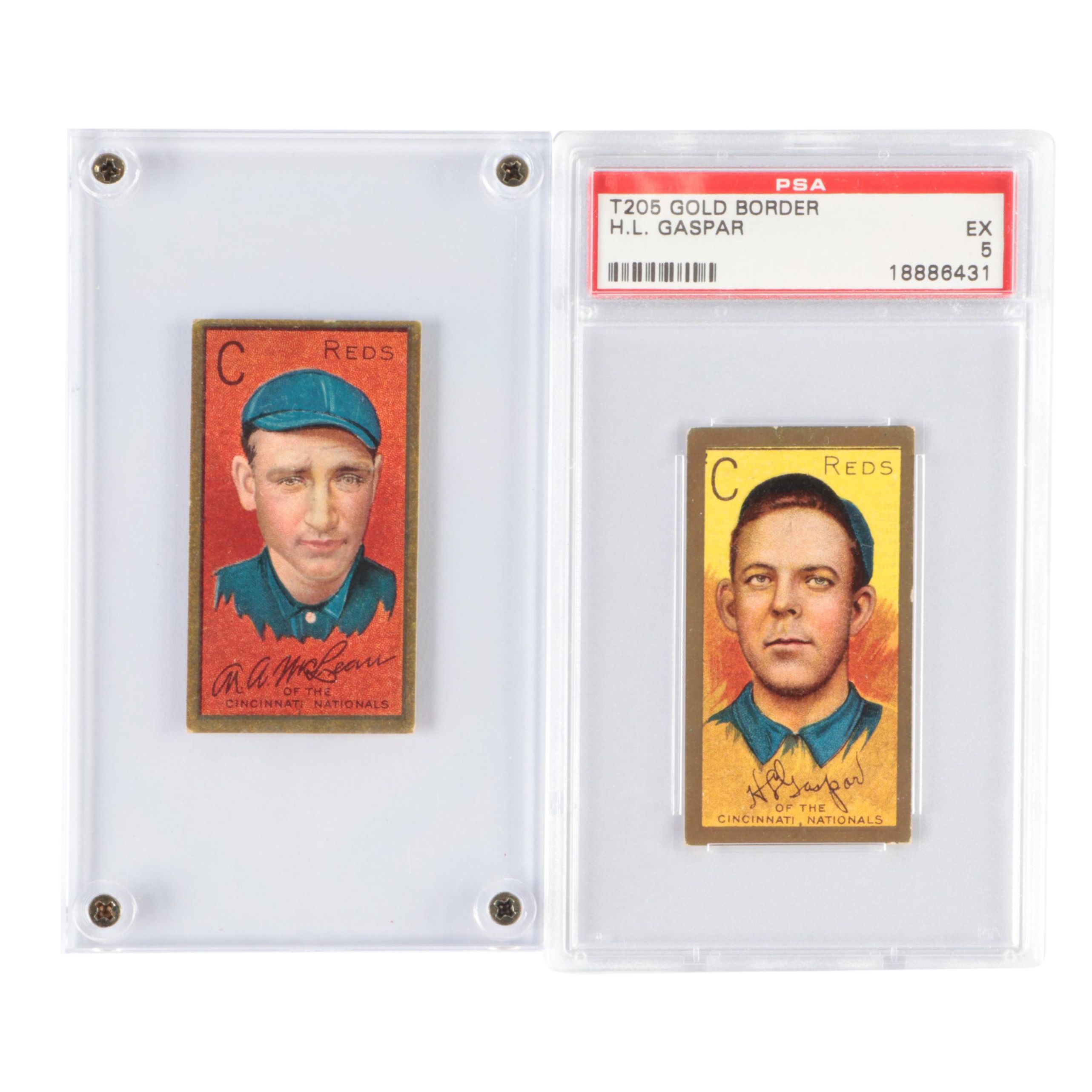1911 T205 Gold Border H.L. Gaspar PSA 5 and John McLean Tobacco ...