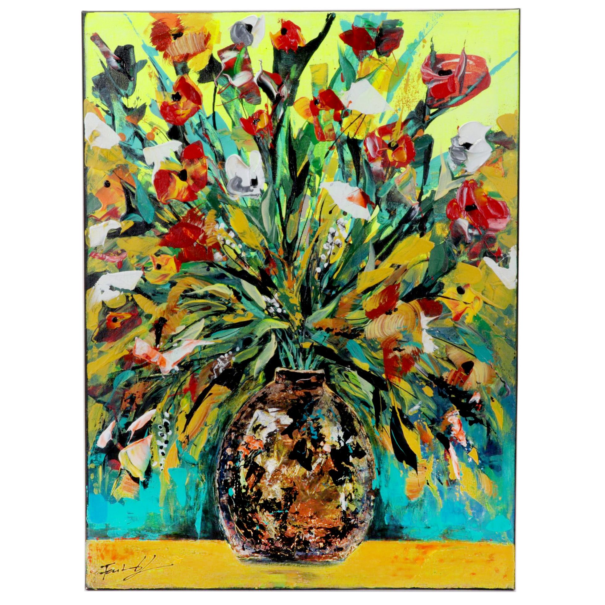 Farshad Lanjani Floral Still Life Acrylic Painting, 21st Century | EBTH