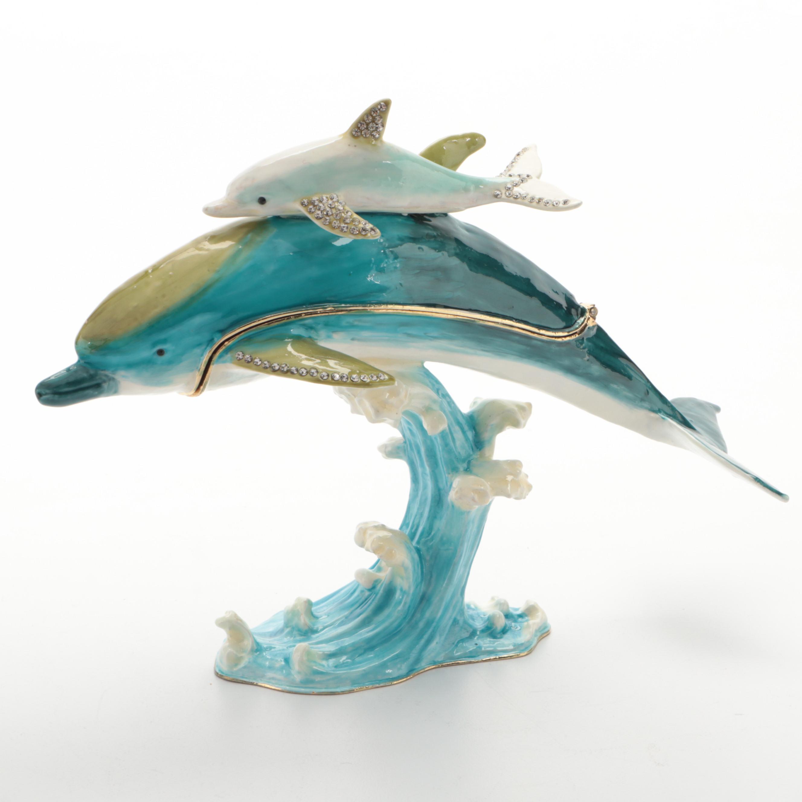 Jere Dolphins and Crawfish Bejeweled Trinket Boxes | EBTH