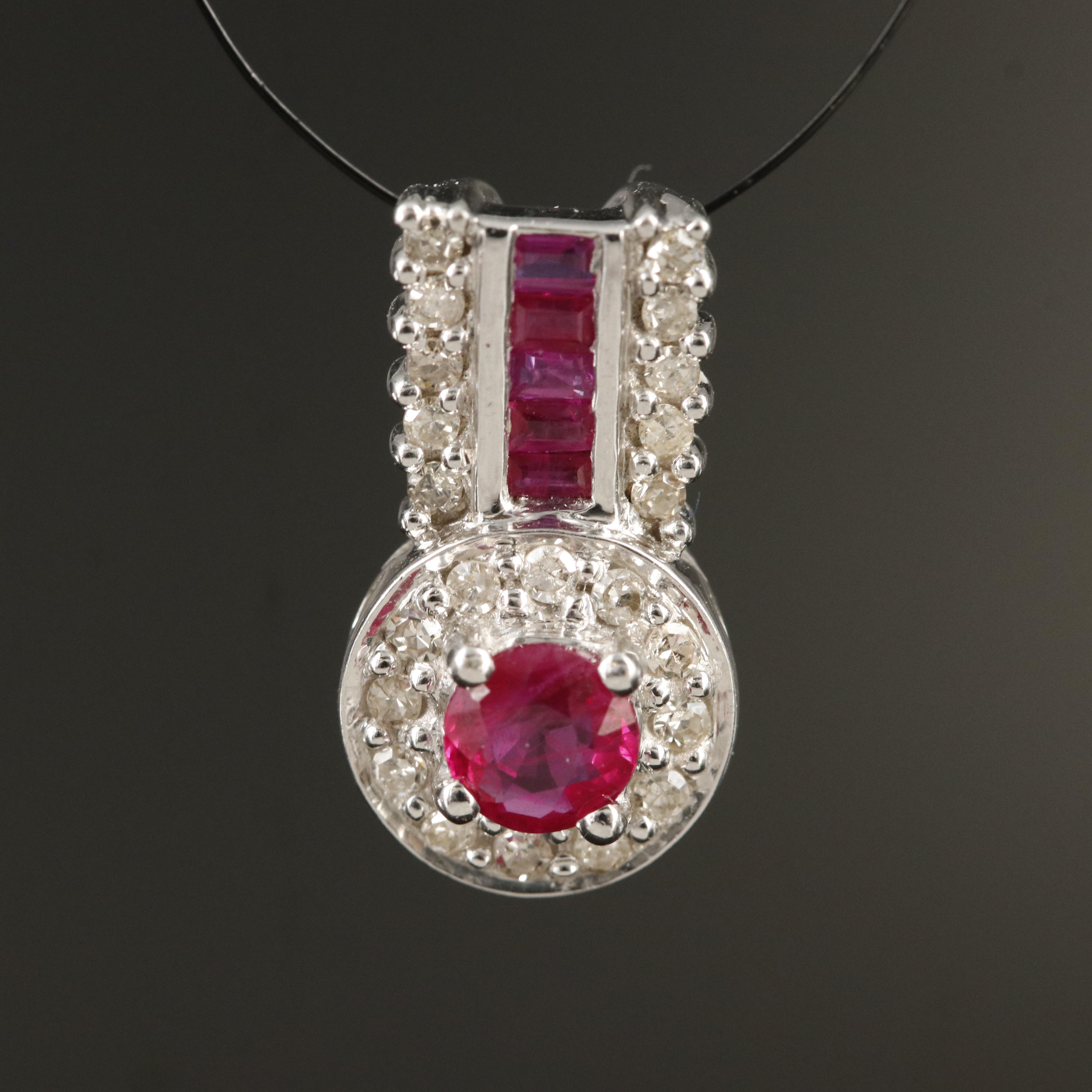 14K Ruby and Diamond Pendant | EBTH
