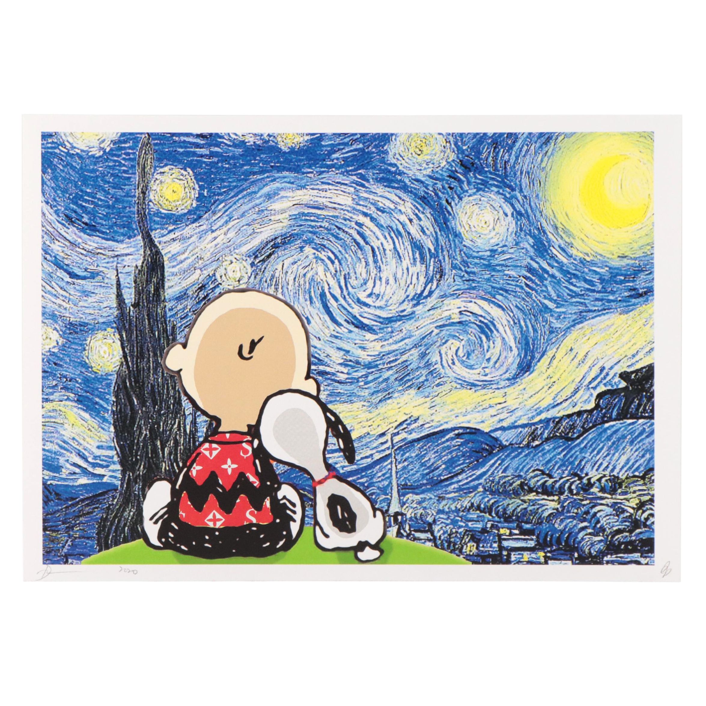 Death NYC Pop Art Graphic Print of Peanuts x Starry Night, 2020 | EBTH