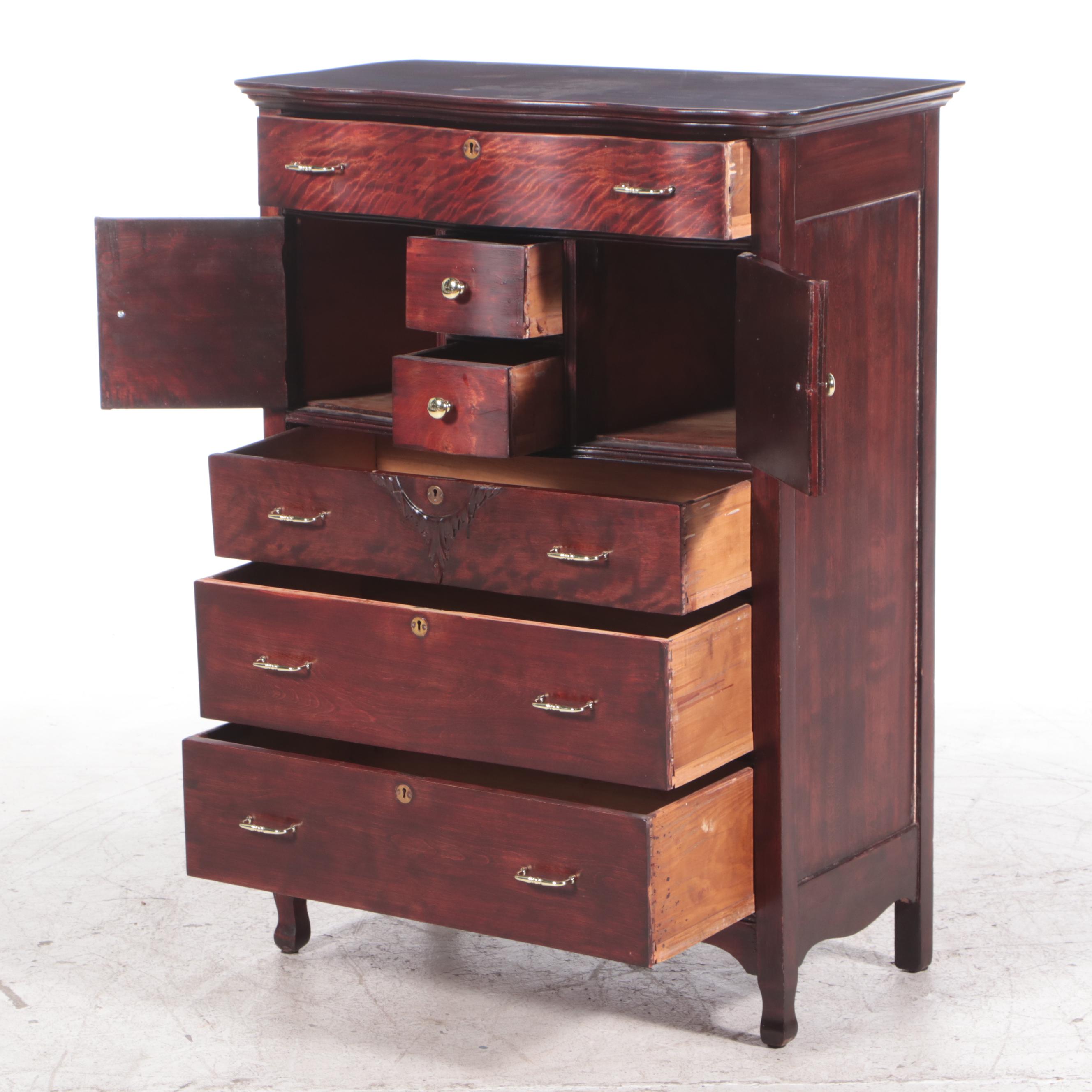 Late Victorian Mahogany-Finish Birch Double Hat Box Chest of Drawers | EBTH