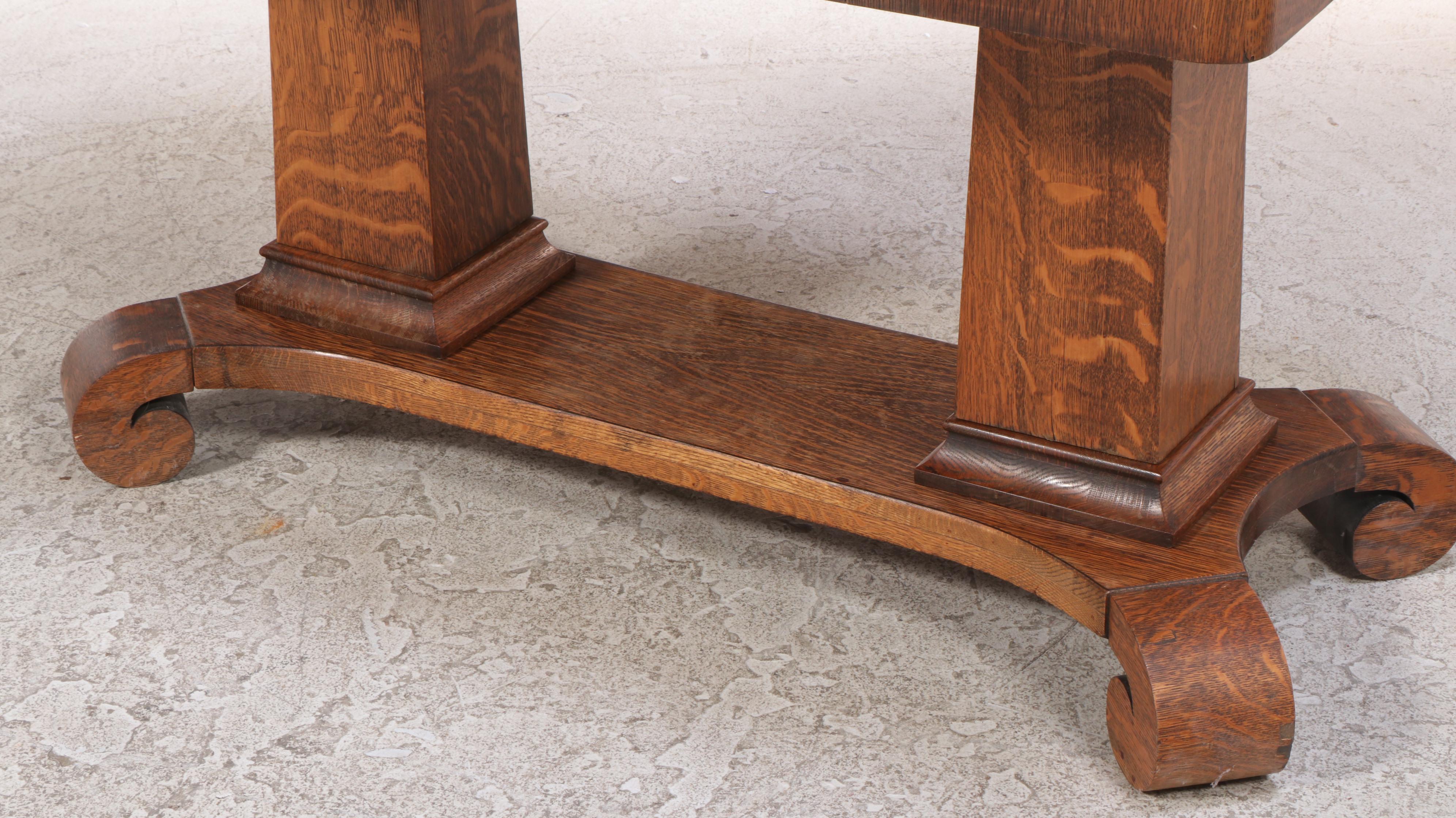 H.P. Robertson Victorian Quarter-Sawn Oak Library Table | EBTH