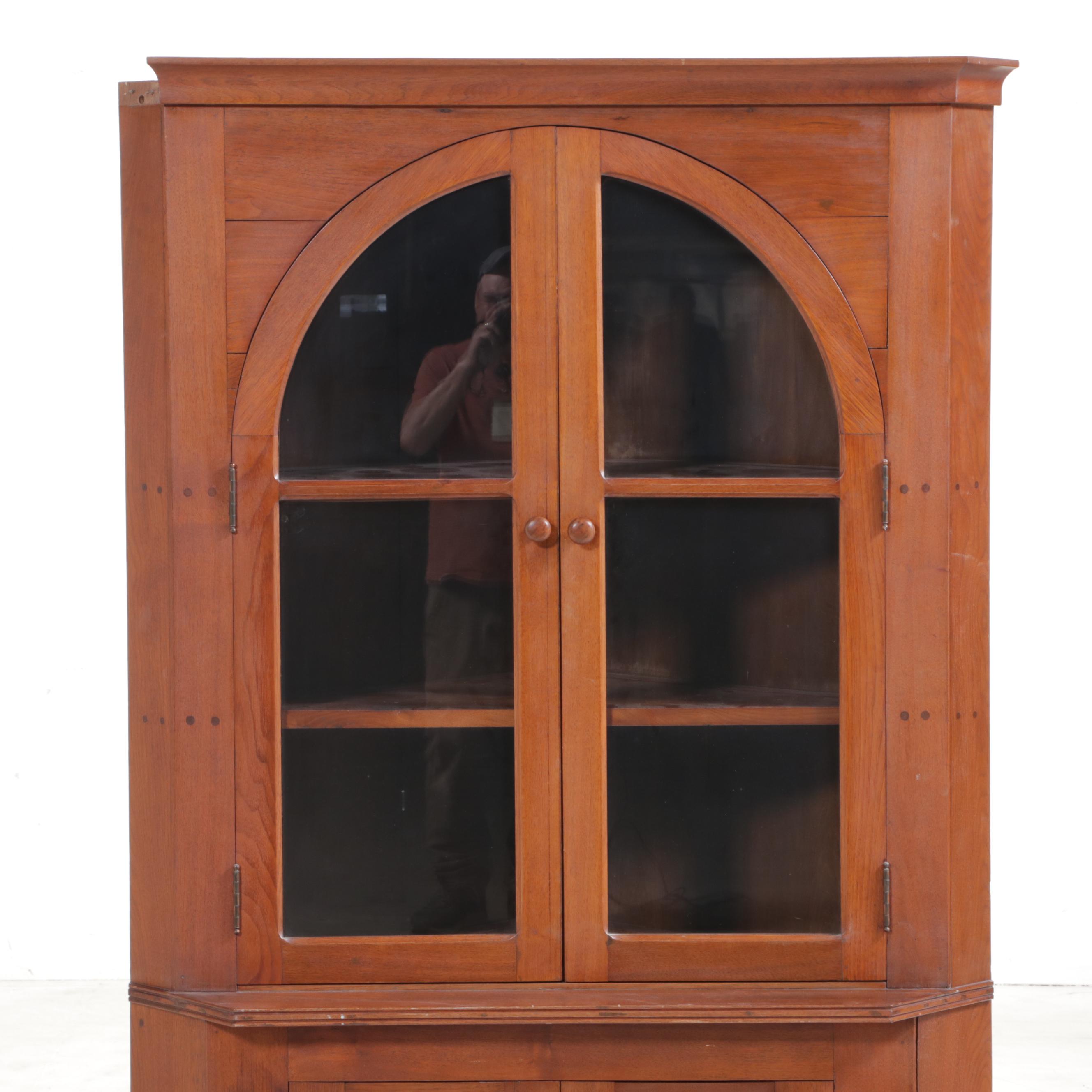 Contemporary Amish Style Walnut Corner Display Cabinet | EBTH