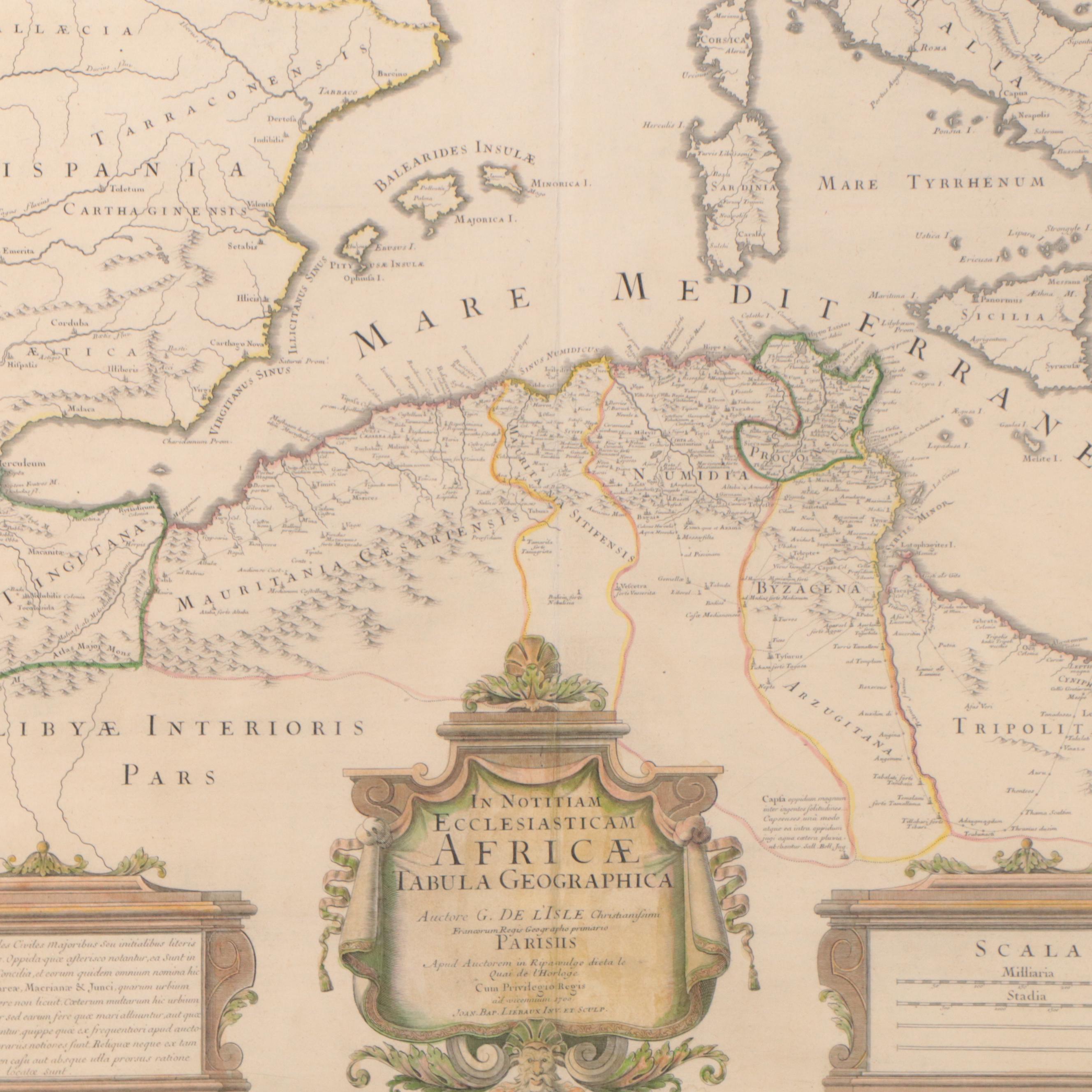 Philippe Buache Hand-Colored Map of Mediterranean, Mid-18th Century | EBTH