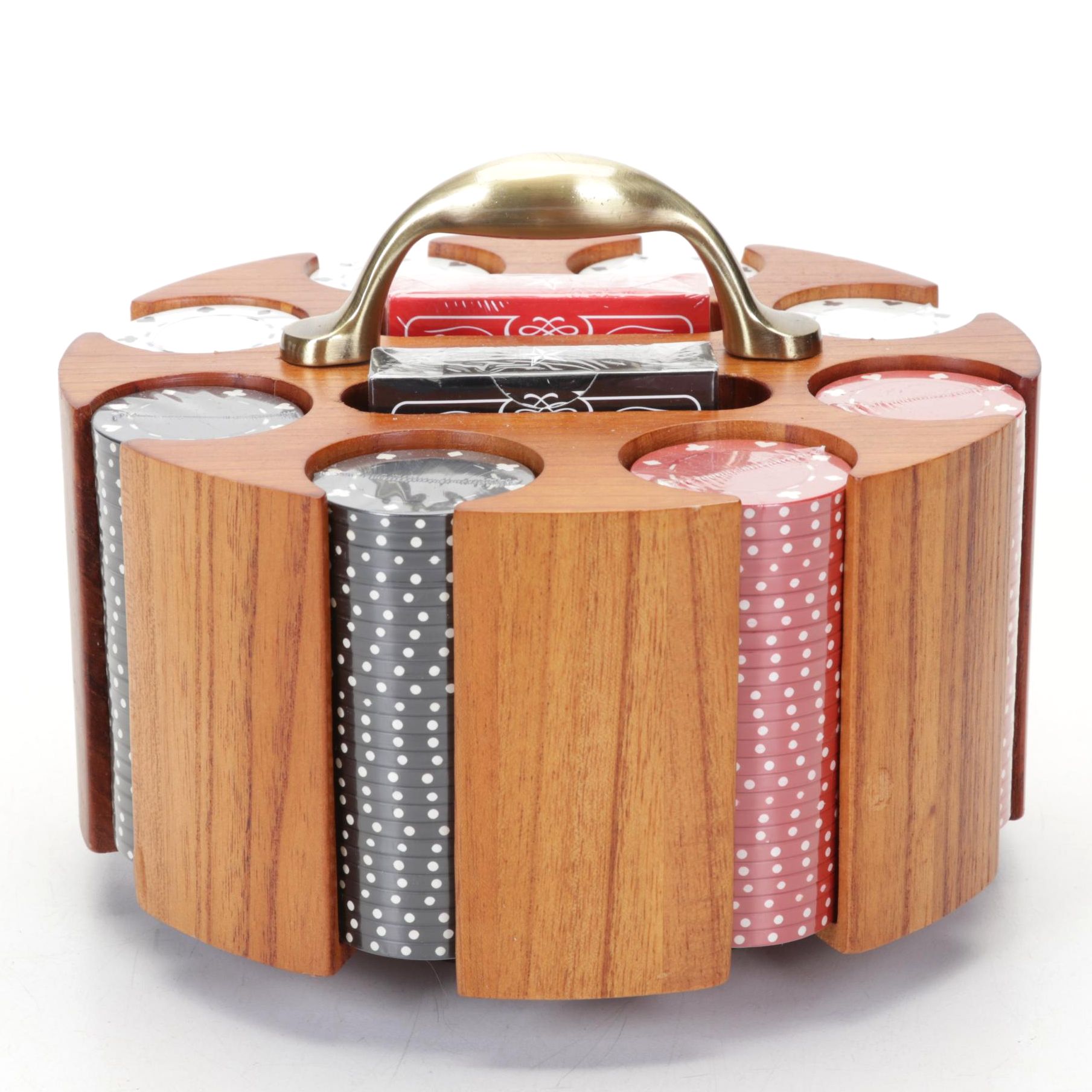 Poker Chips and Two Deck Swivel Caddy | EBTH