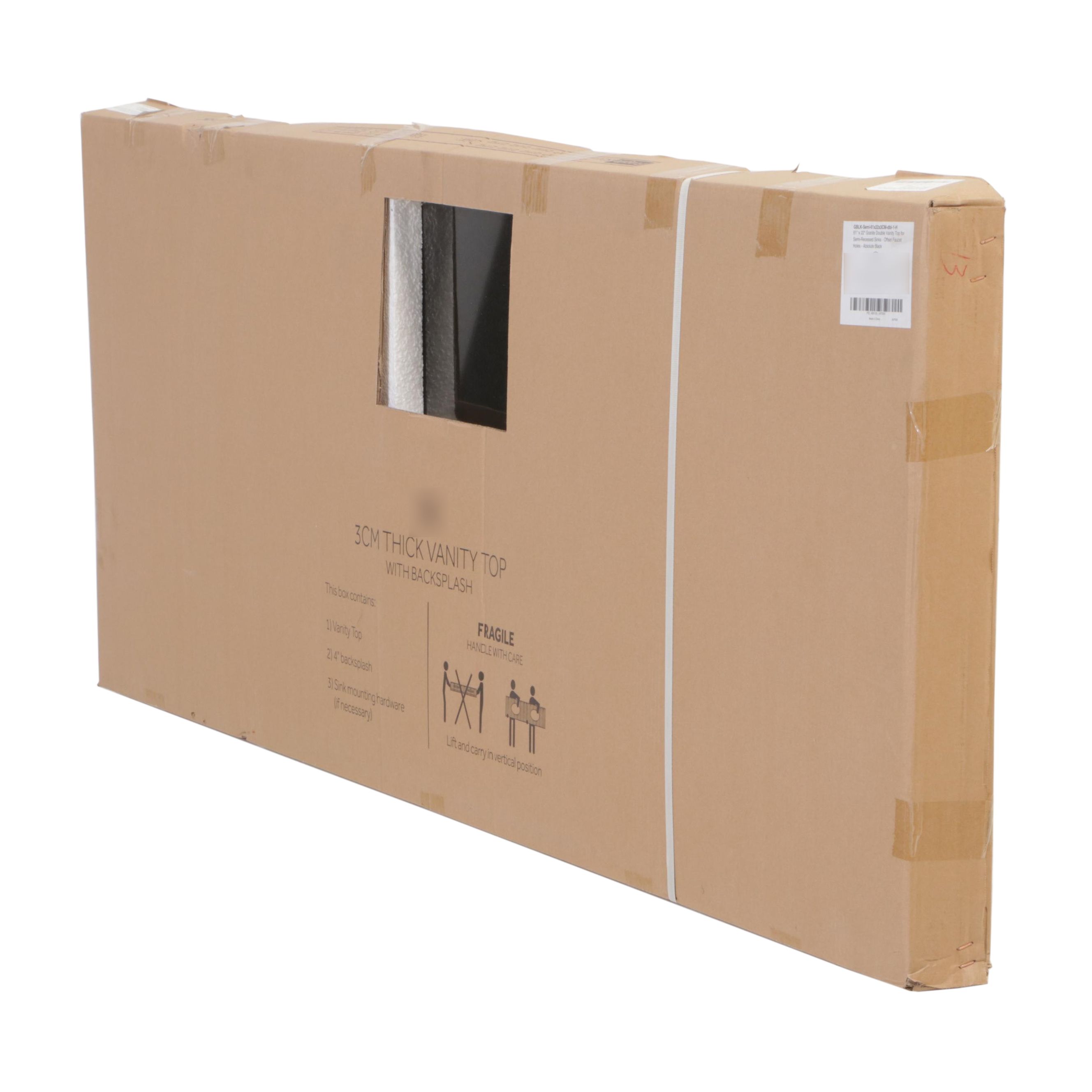 61"x 22" Black Granite Double Vanity Top for Round Semi-Recessed Sinks ...