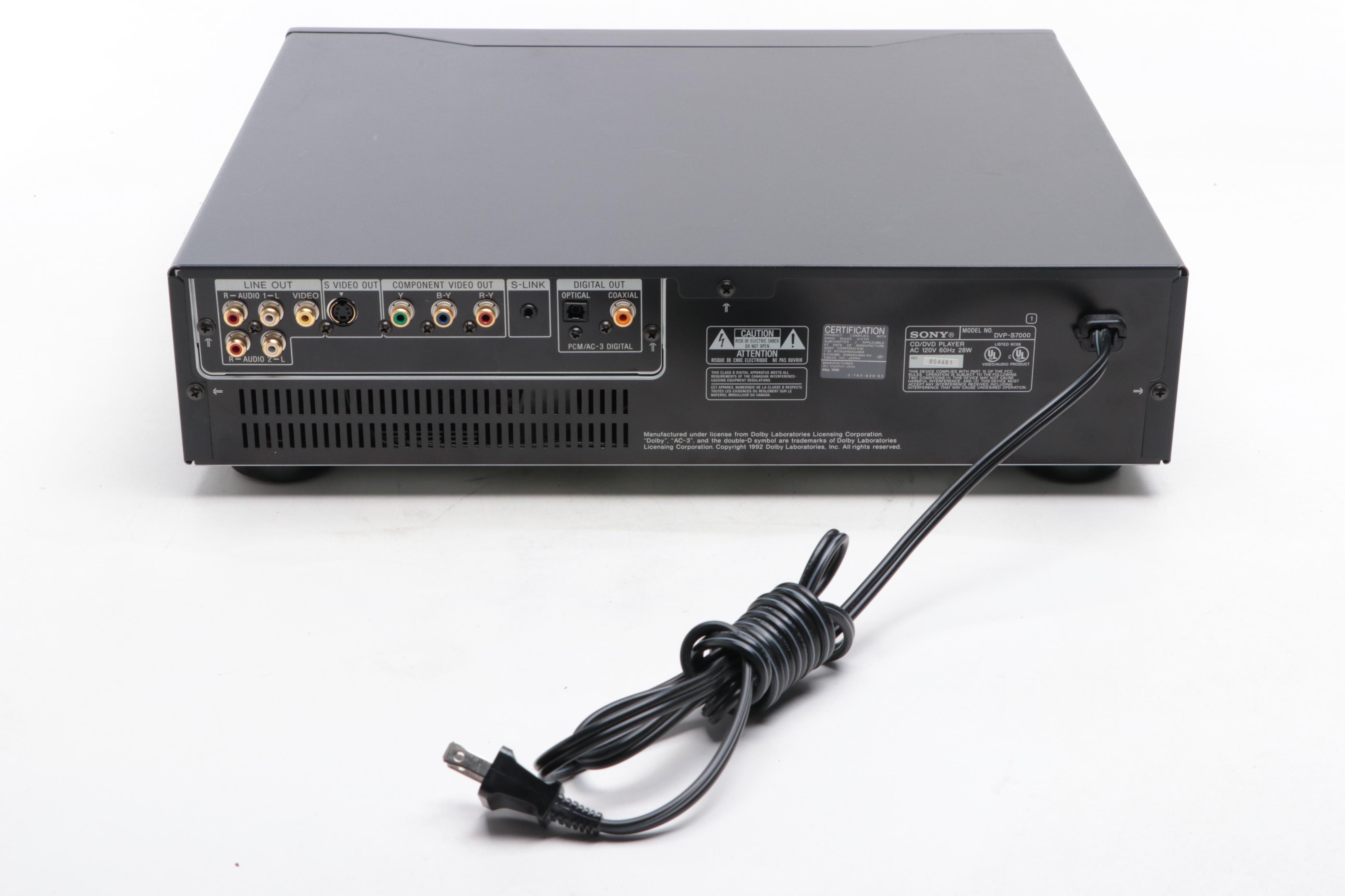 Sony DVP-S7000 CD/DVD Player, 1998 | EBTH