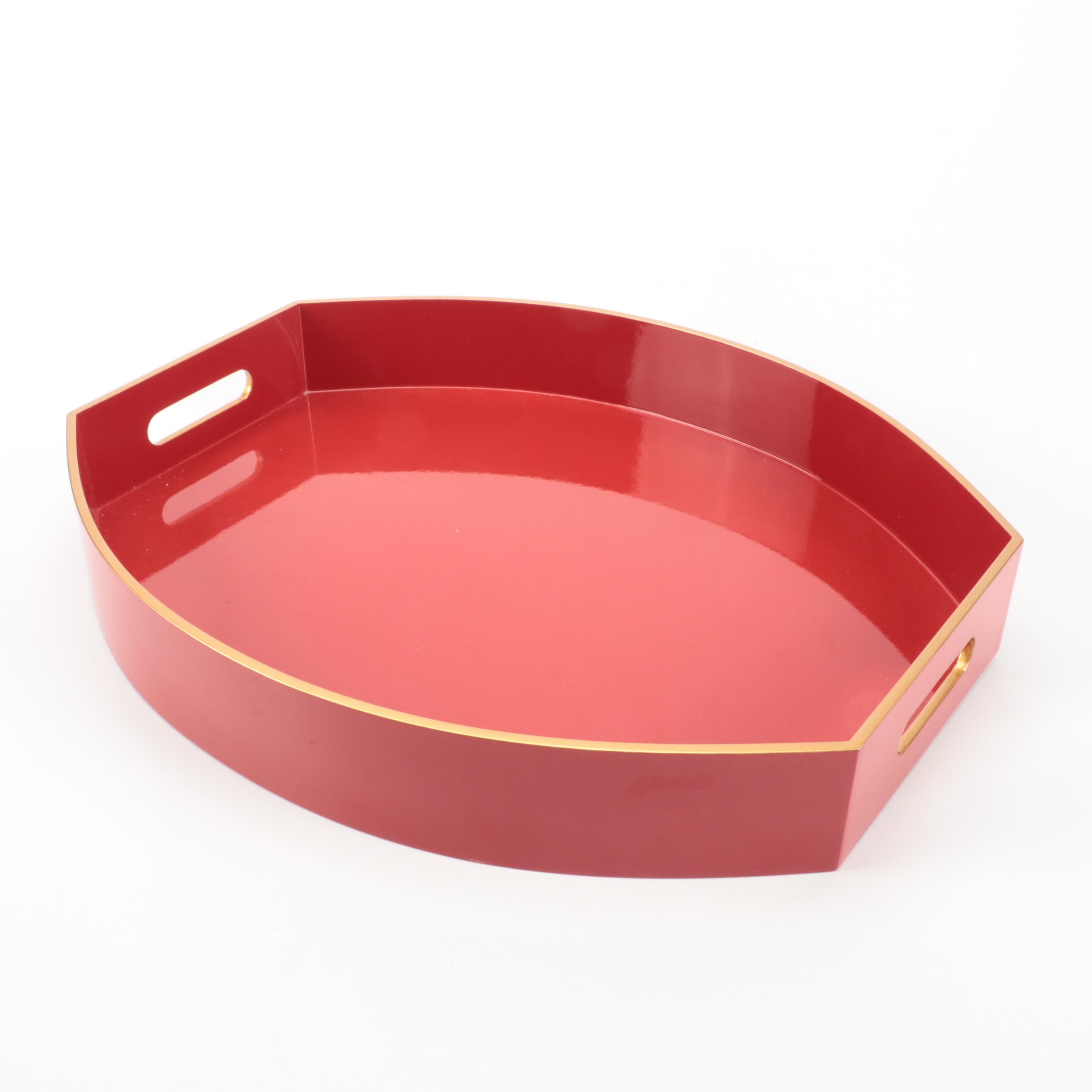 East Asian Red Lacquerware Tray, Box and Coaster | EBTH