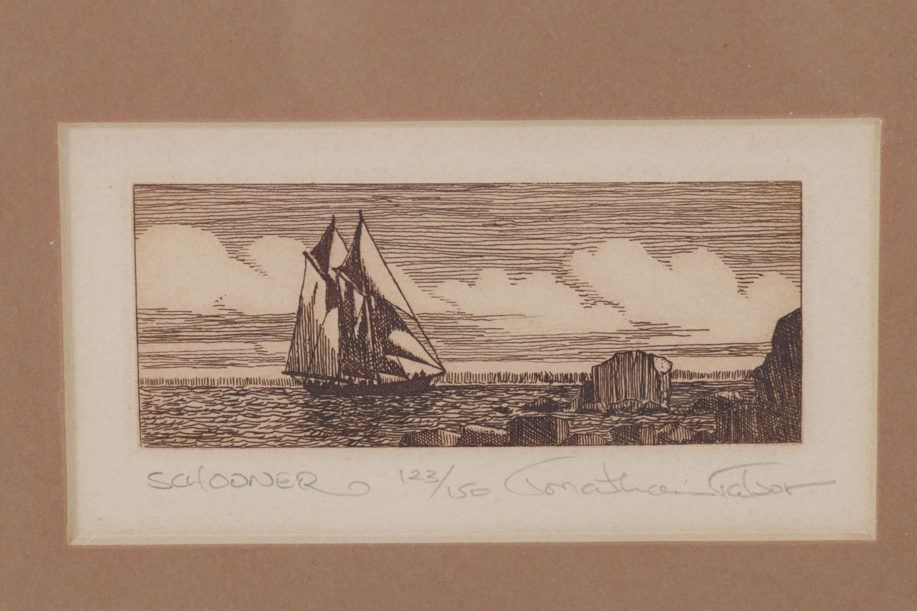 Jonathan Talbot Etchings "At Anchor" and "Schooner," Circa 1976 | EBTH
