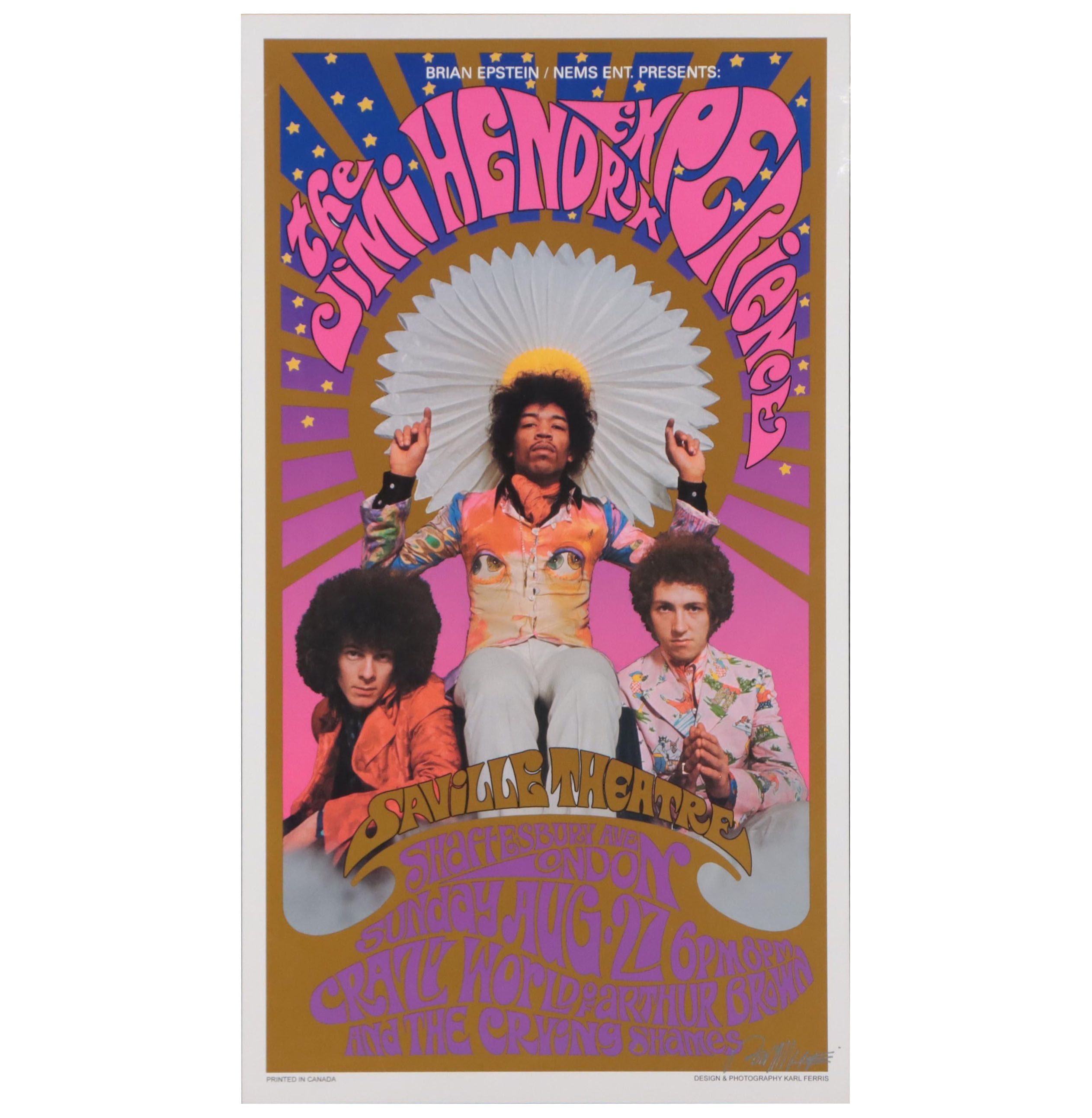 Bob Masse Offset Lithograph Concert Poster "The Jimi Hendrix Experience ...