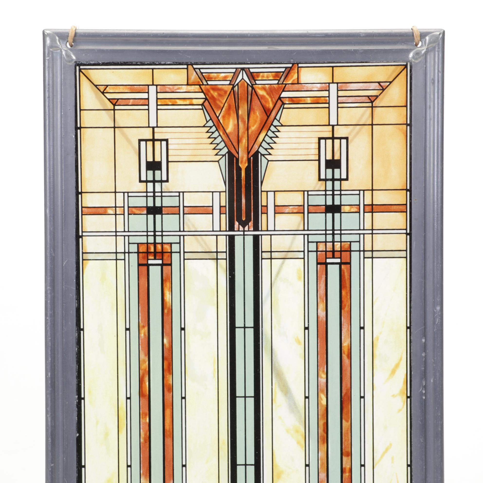 Arts and Crafts Stained Glass Panel After Frank Lloyd Wright's "Summit ...