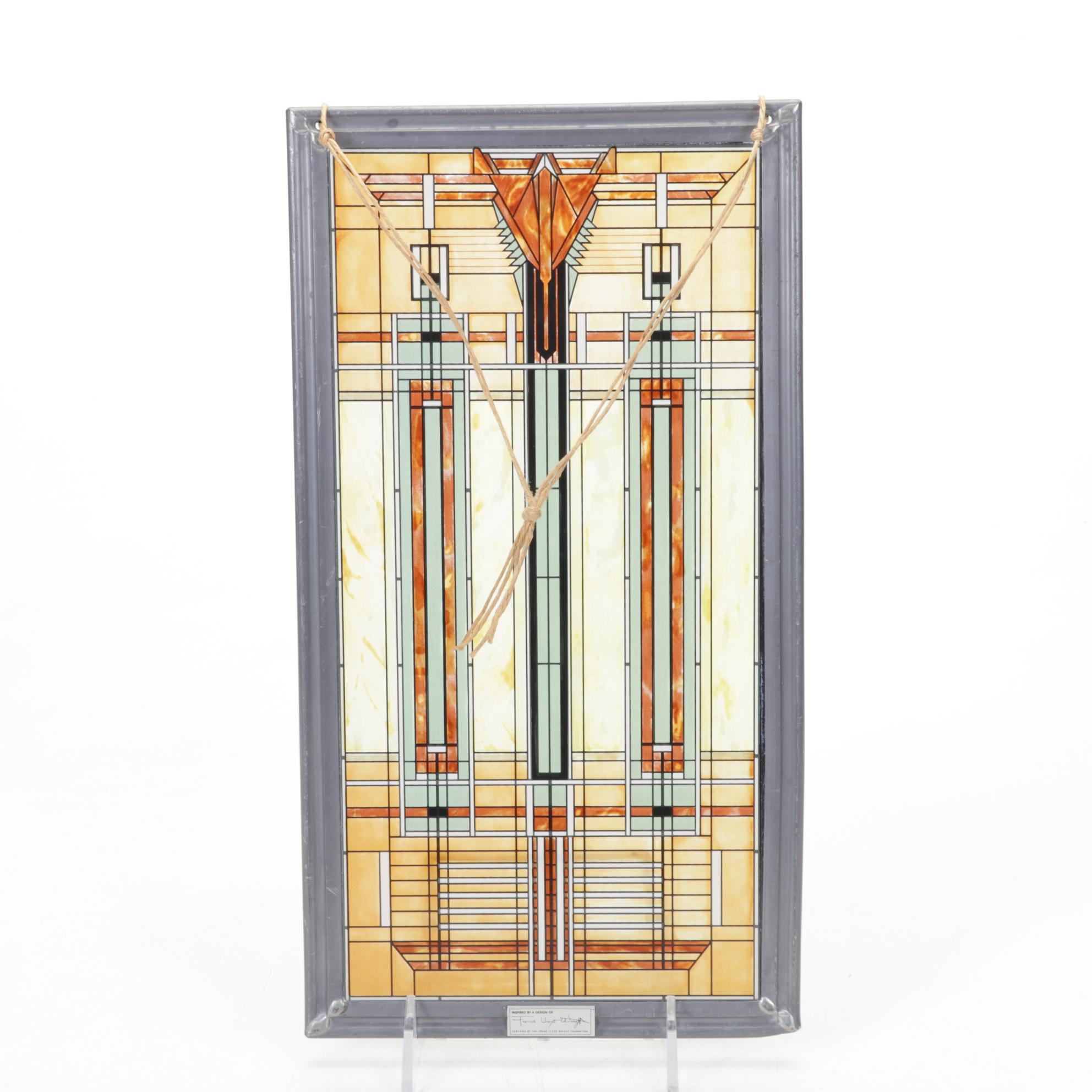 Arts and Crafts Stained Glass Panel After Frank Lloyd Wright's "Summit ...