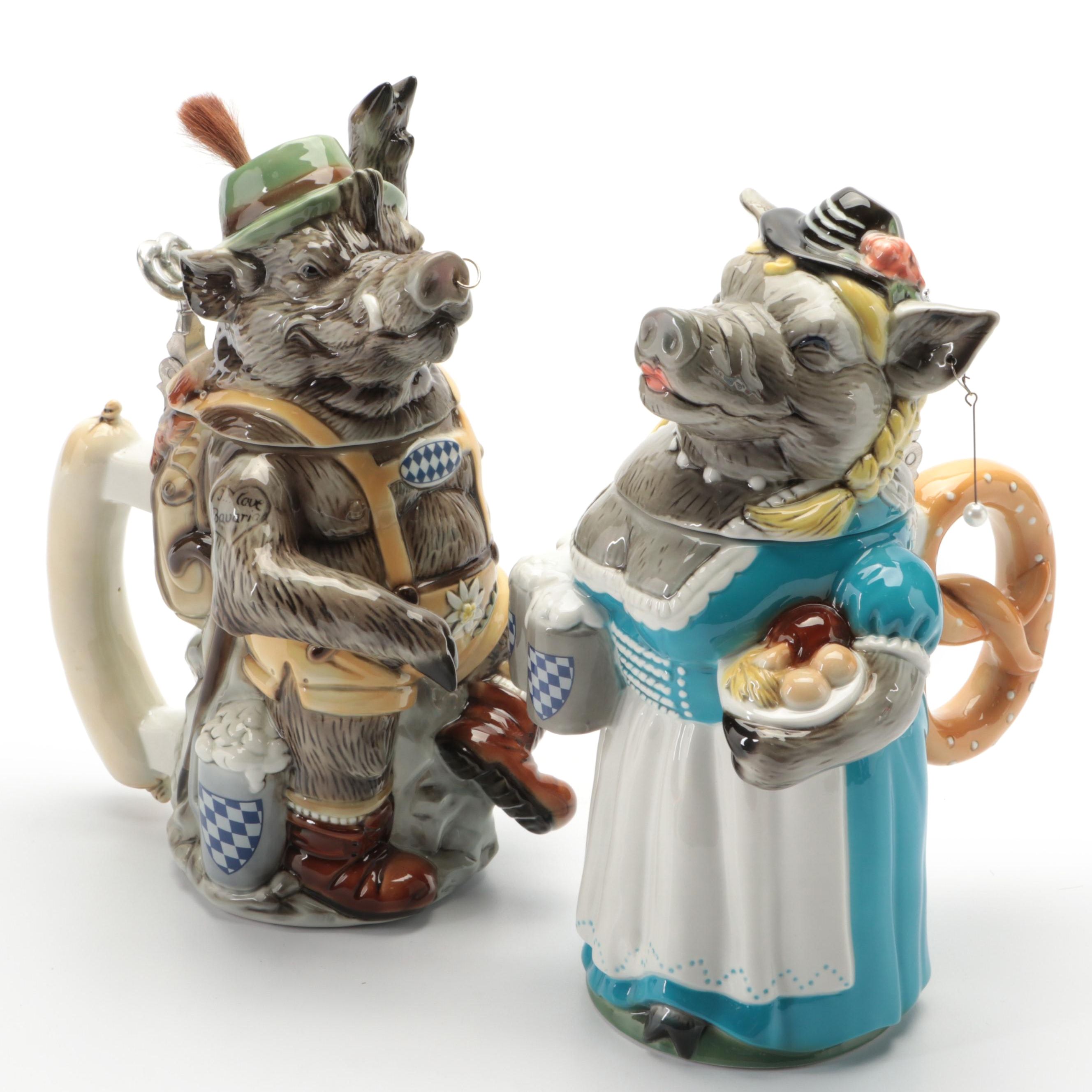 German King-Werk Limited Edition Porcelain and Pewter Character Steins ...