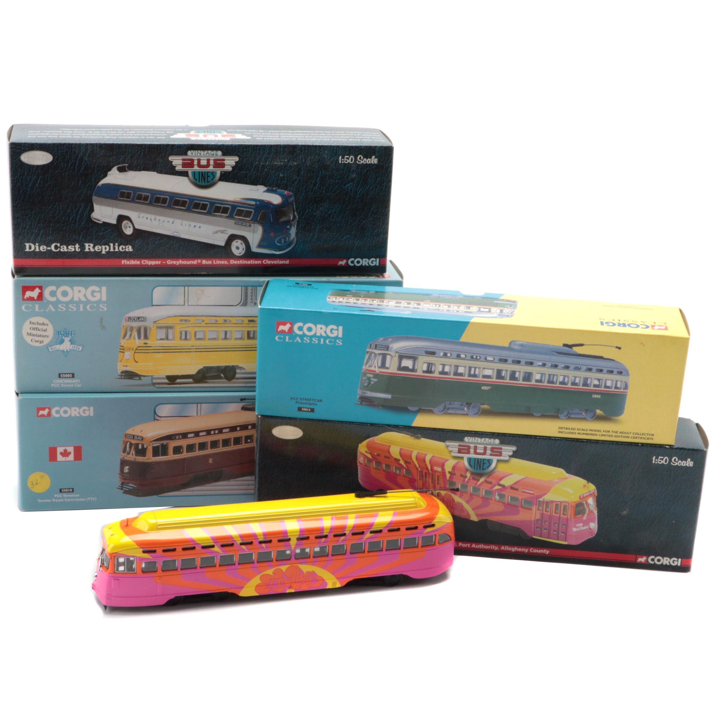 Corgi Clipper Greyhound Model Bus with Cincinnati Model Streetcar and ...