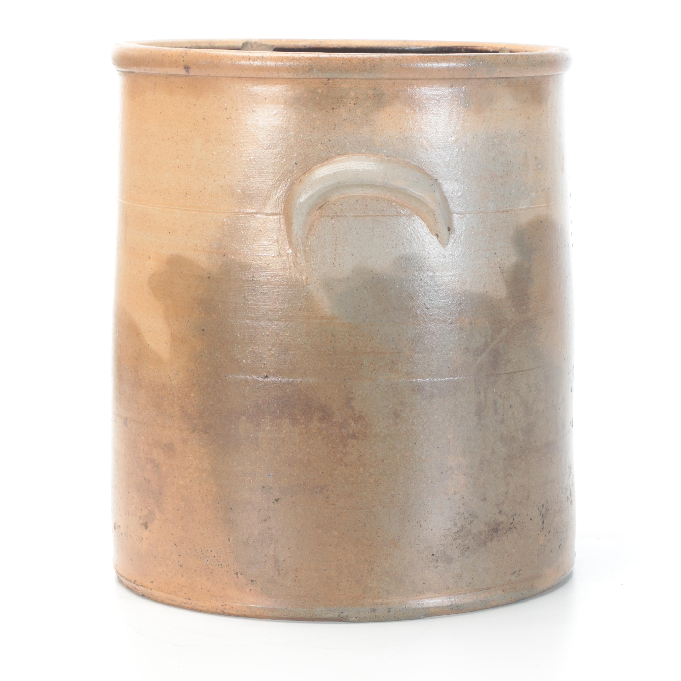 6 Gallon Salt Glaze Stoneware Crock with Stenciled Eagle Design, ca ...