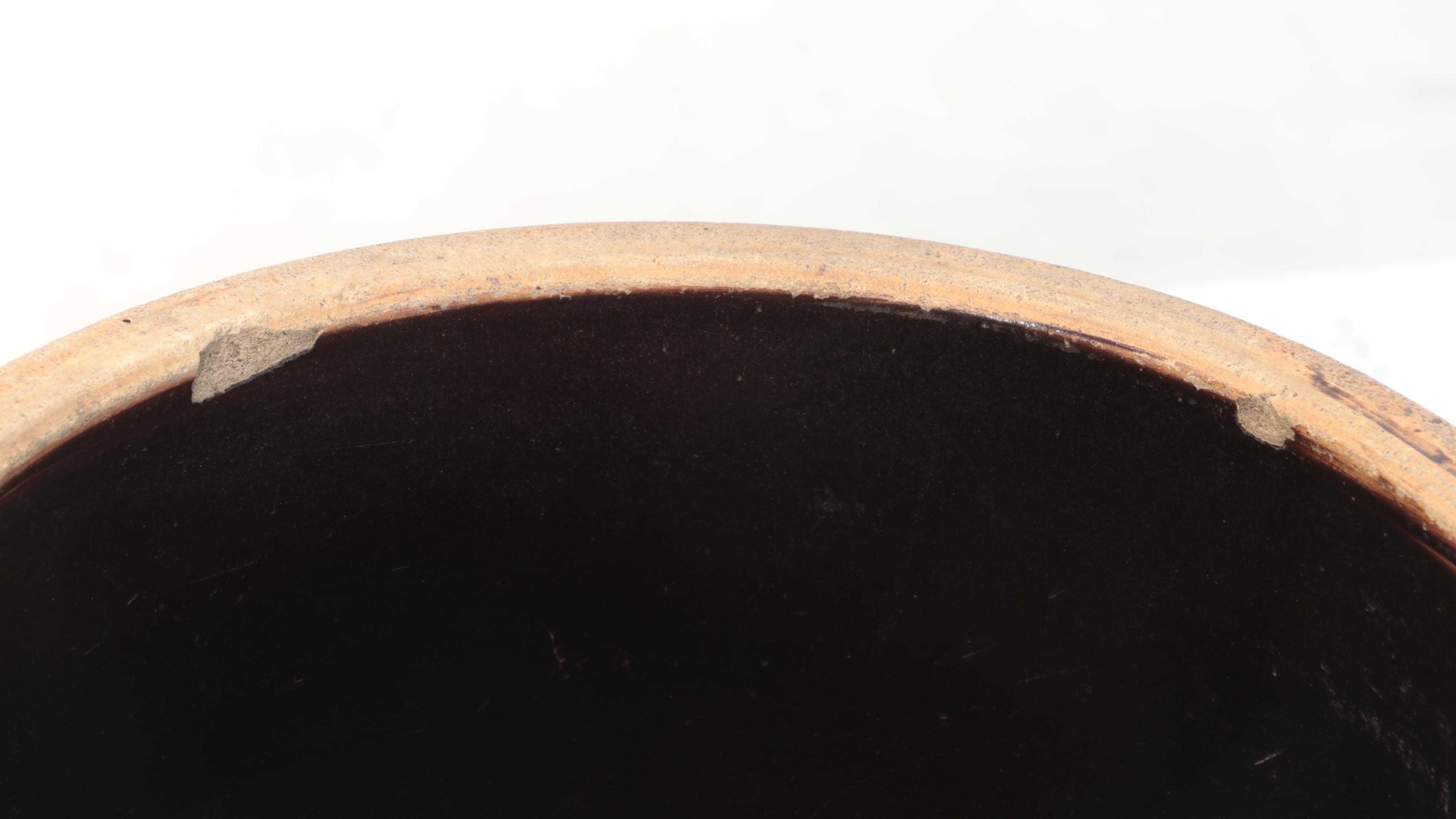 6 Gallon Salt Glaze Stoneware Crock with Stenciled Eagle Design, ca ...