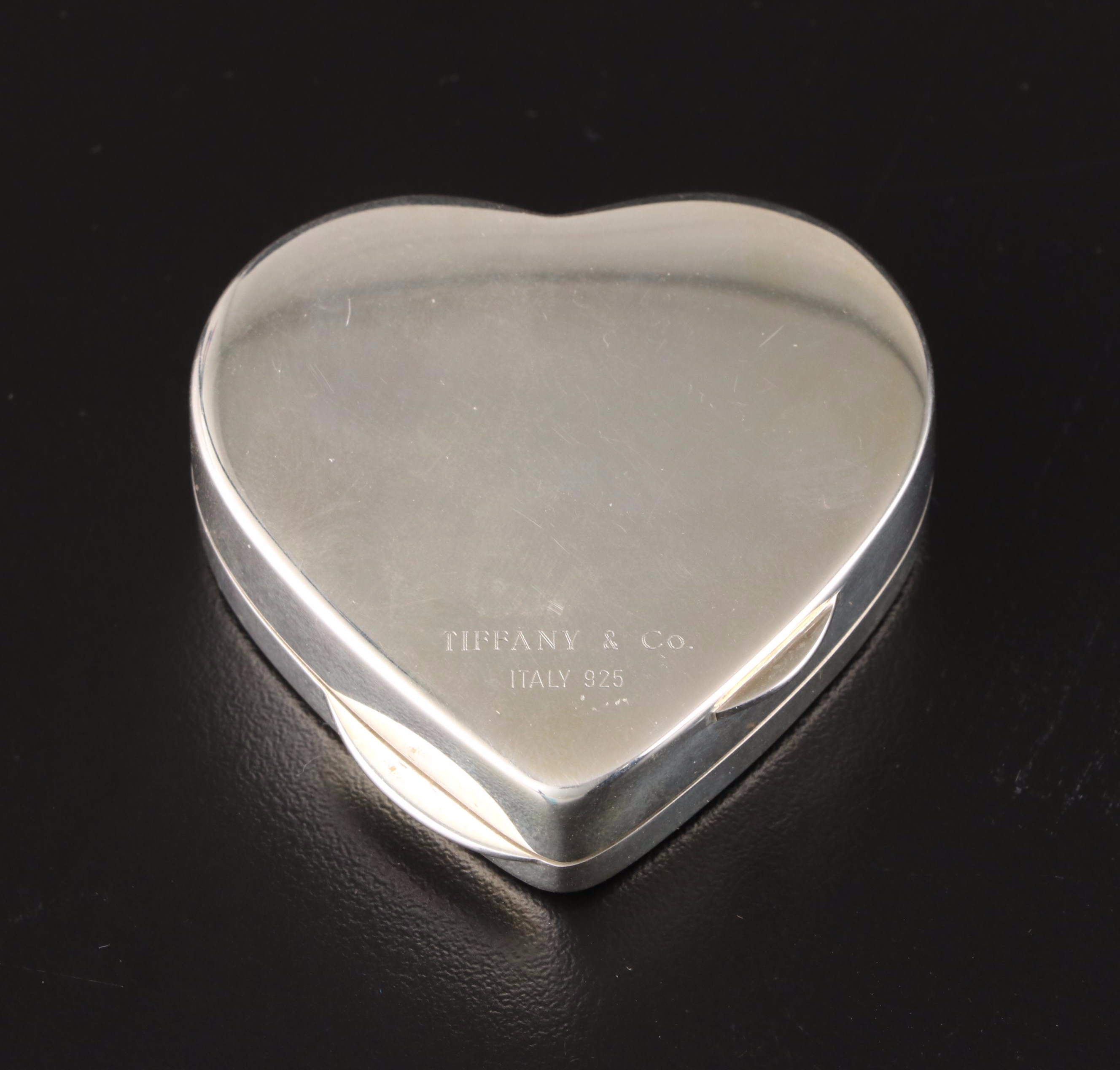 Tiffany & Co. Sterling Silver Heart Shell Shaped Pill Box | Everything ...