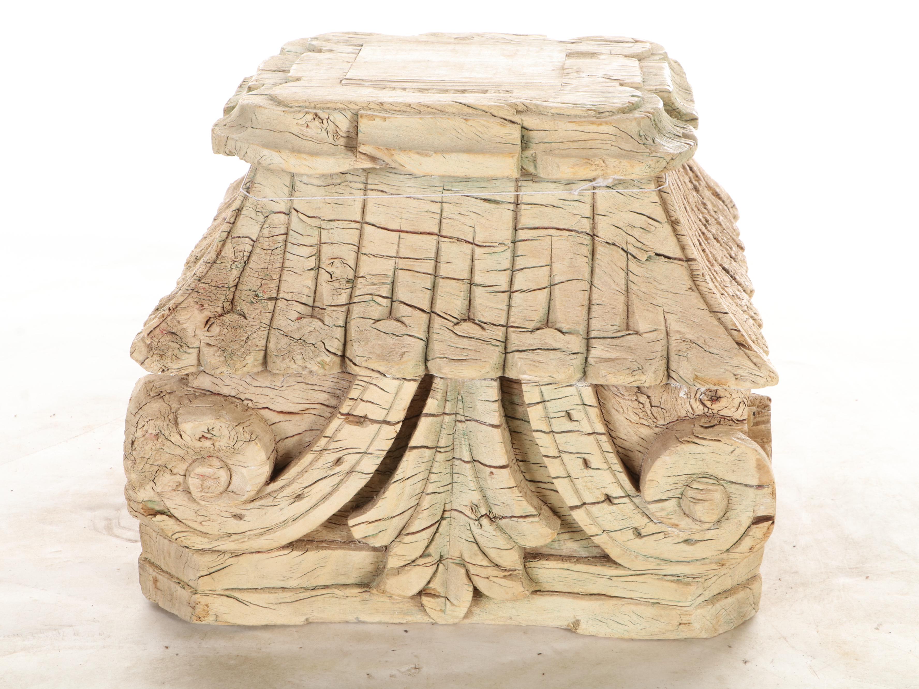 Carved Wooden Column Capital from Blue Ocean Traders | EBTH