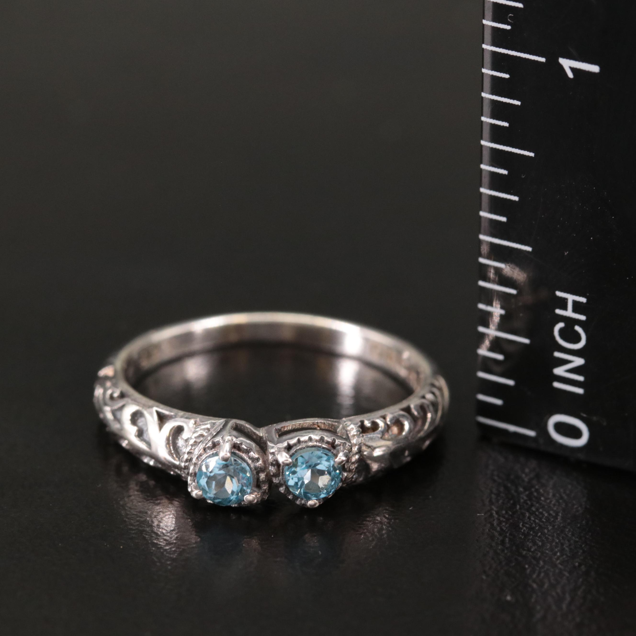 Sterling Blue Topaz Two Stone Ring | EBTH