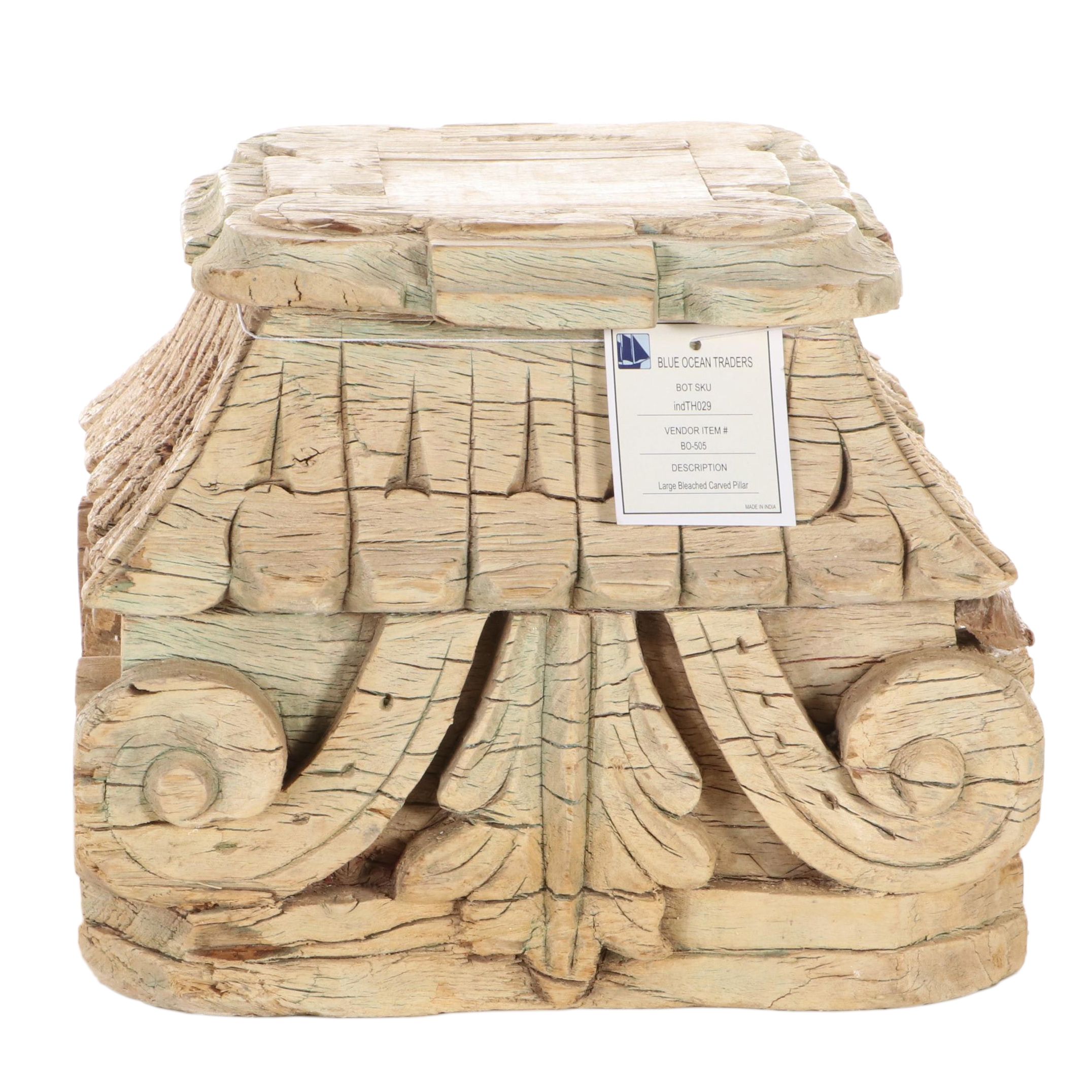 Carved Wooden Column Capital from Blue Ocean Traders | EBTH