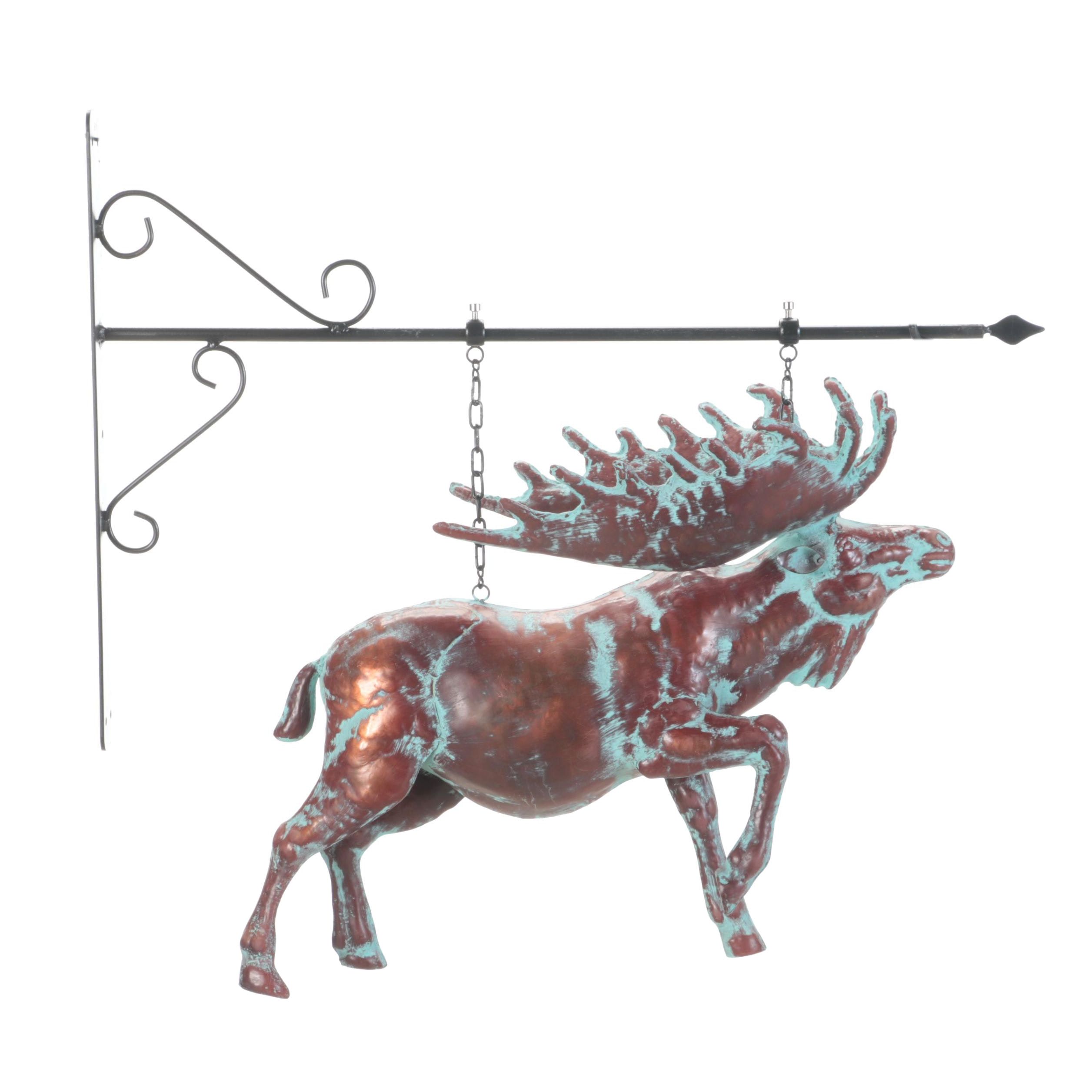 Forced Patina on Copper Moose Wall Sign | EBTH