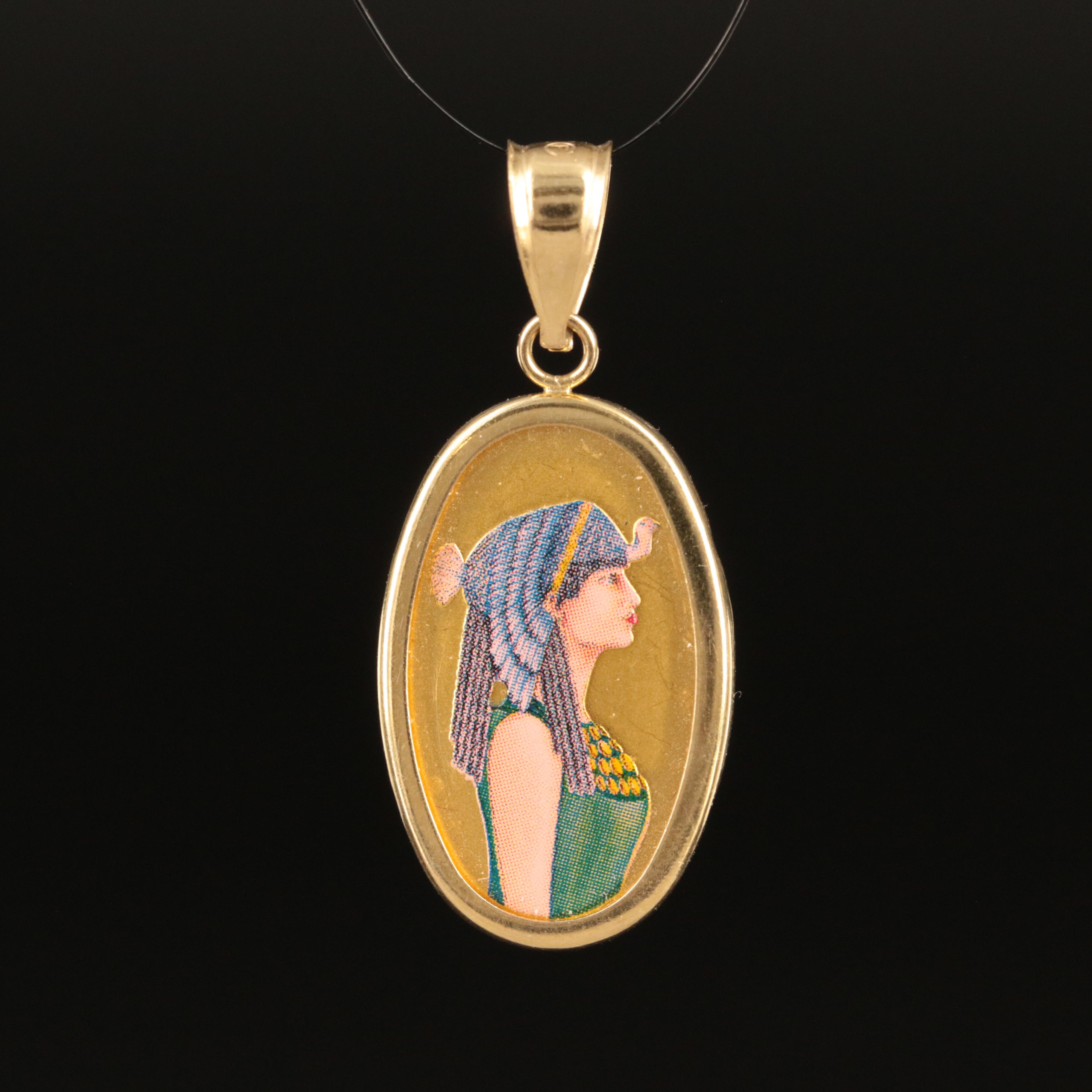 14K and 24K Pamp Suisse Ingot Pendant with Egyptian Woman Profile | EBTH