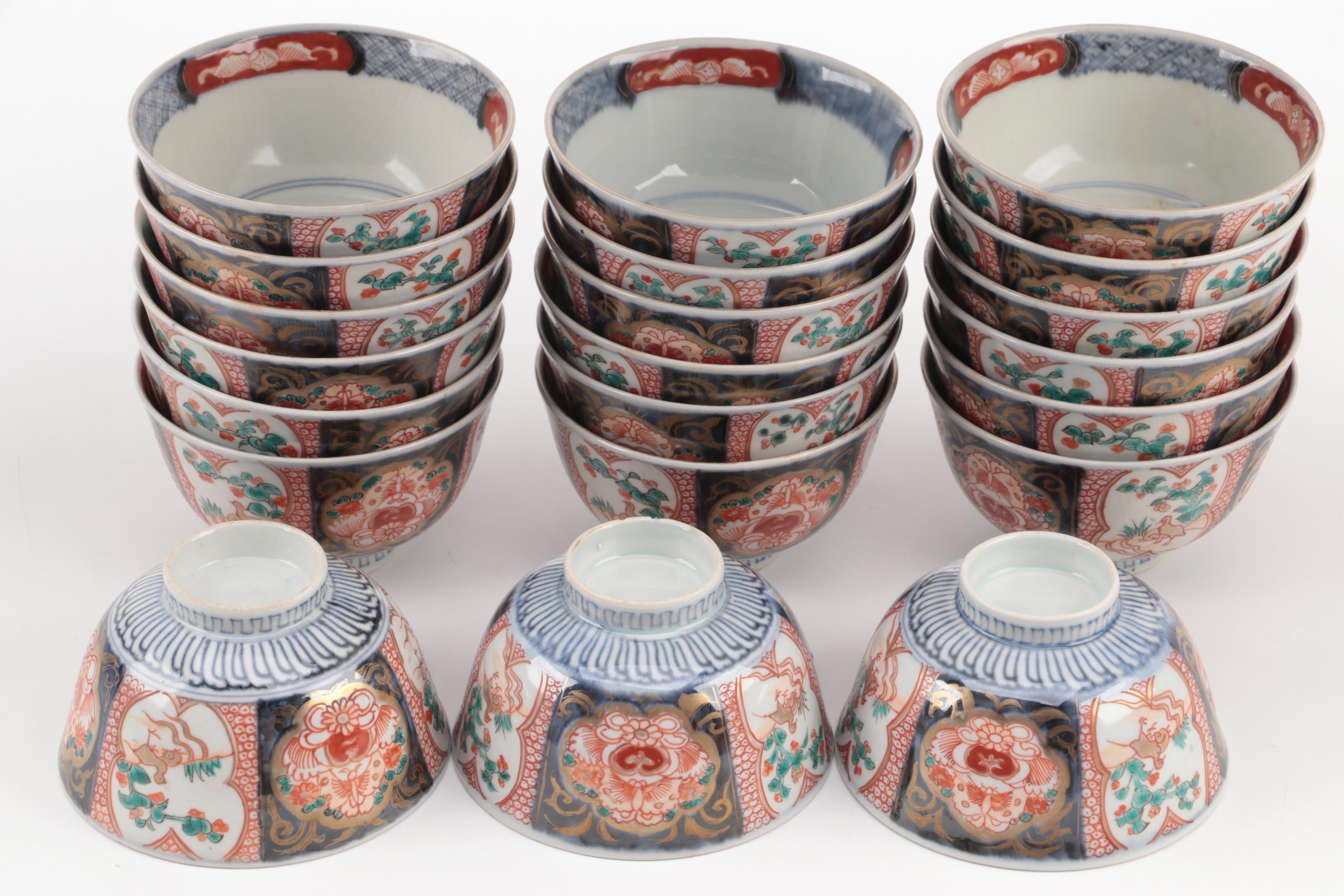 Japanese Arita Imari Porcelain Dinnerware with Pine Wood Crates, Meiji ...