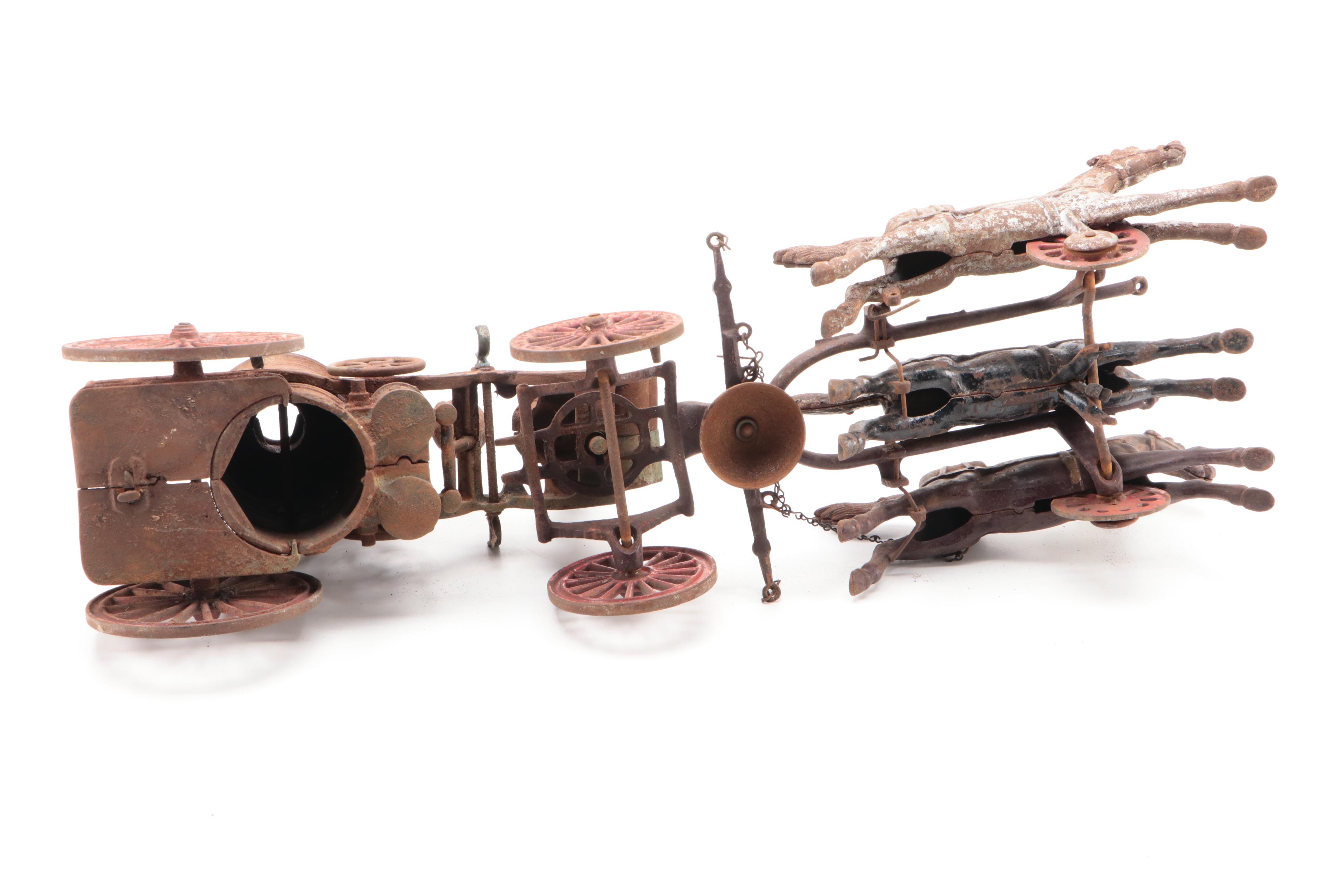 Cast Iron Horse Drawn Fire Pump Wagon, Early 20th Century | EBTH