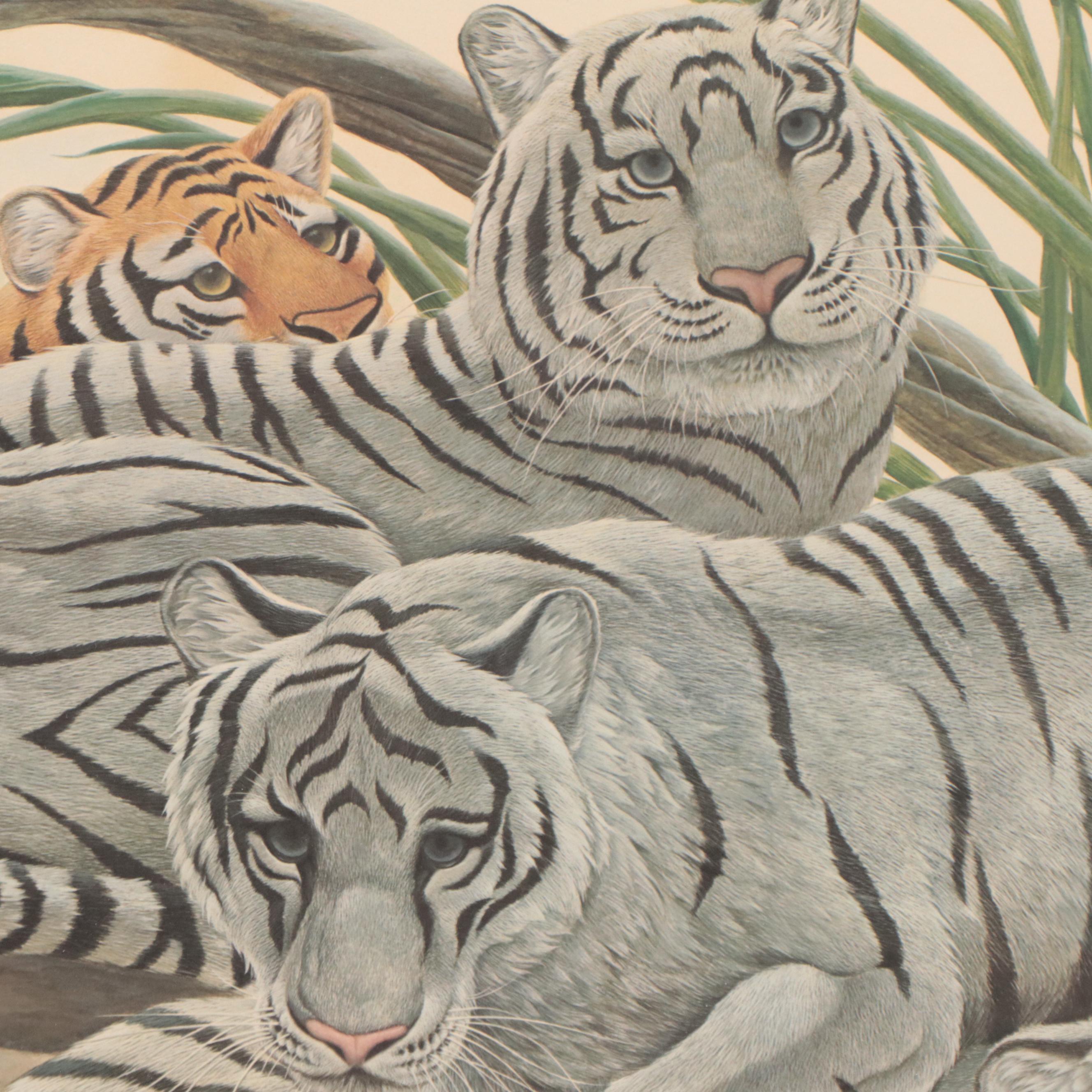 John Ruthven Offset Lithograph "White Tigers" | EBTH