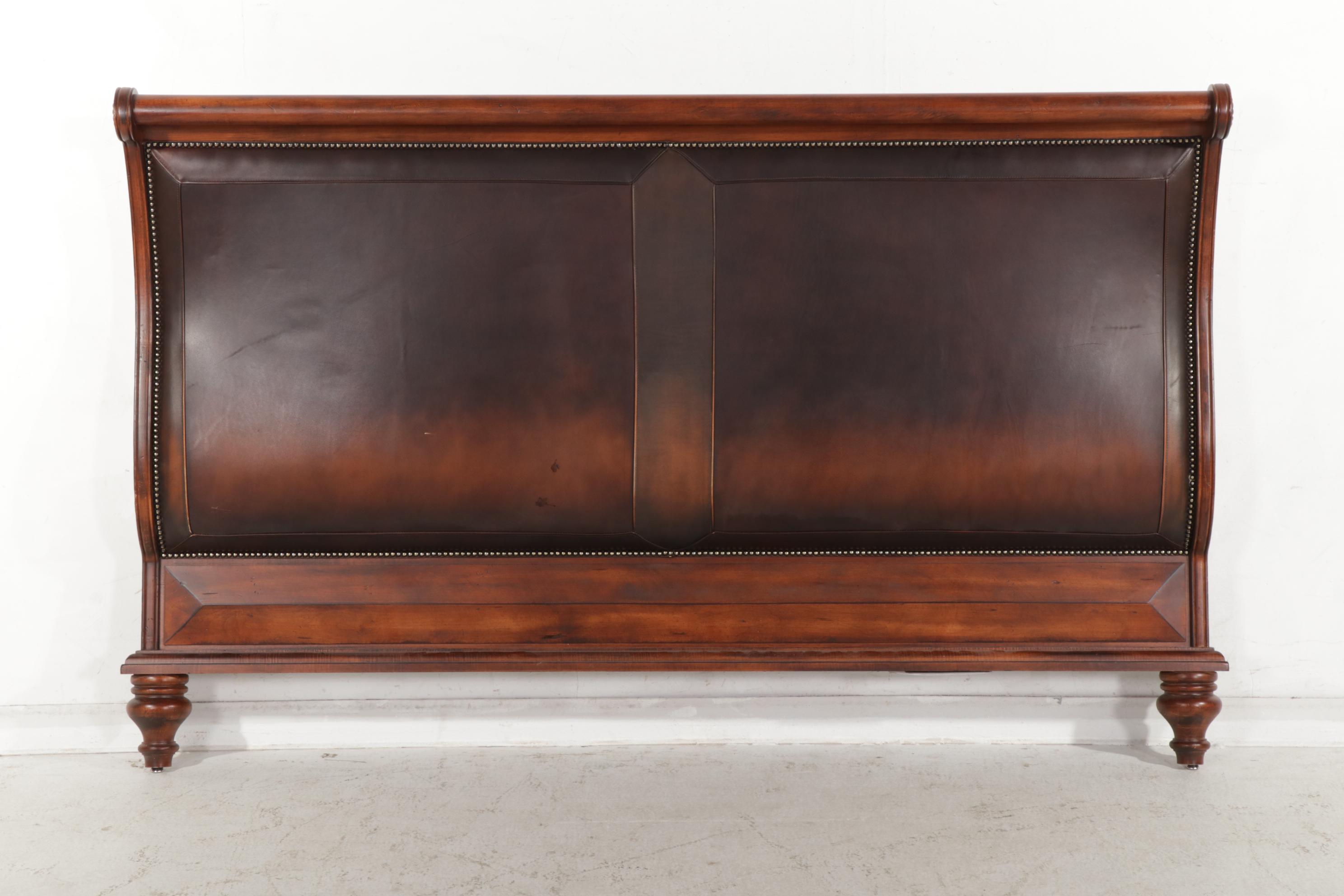 Harden Bonded Leather and Wood King Sleigh Bed Frame | EBTH