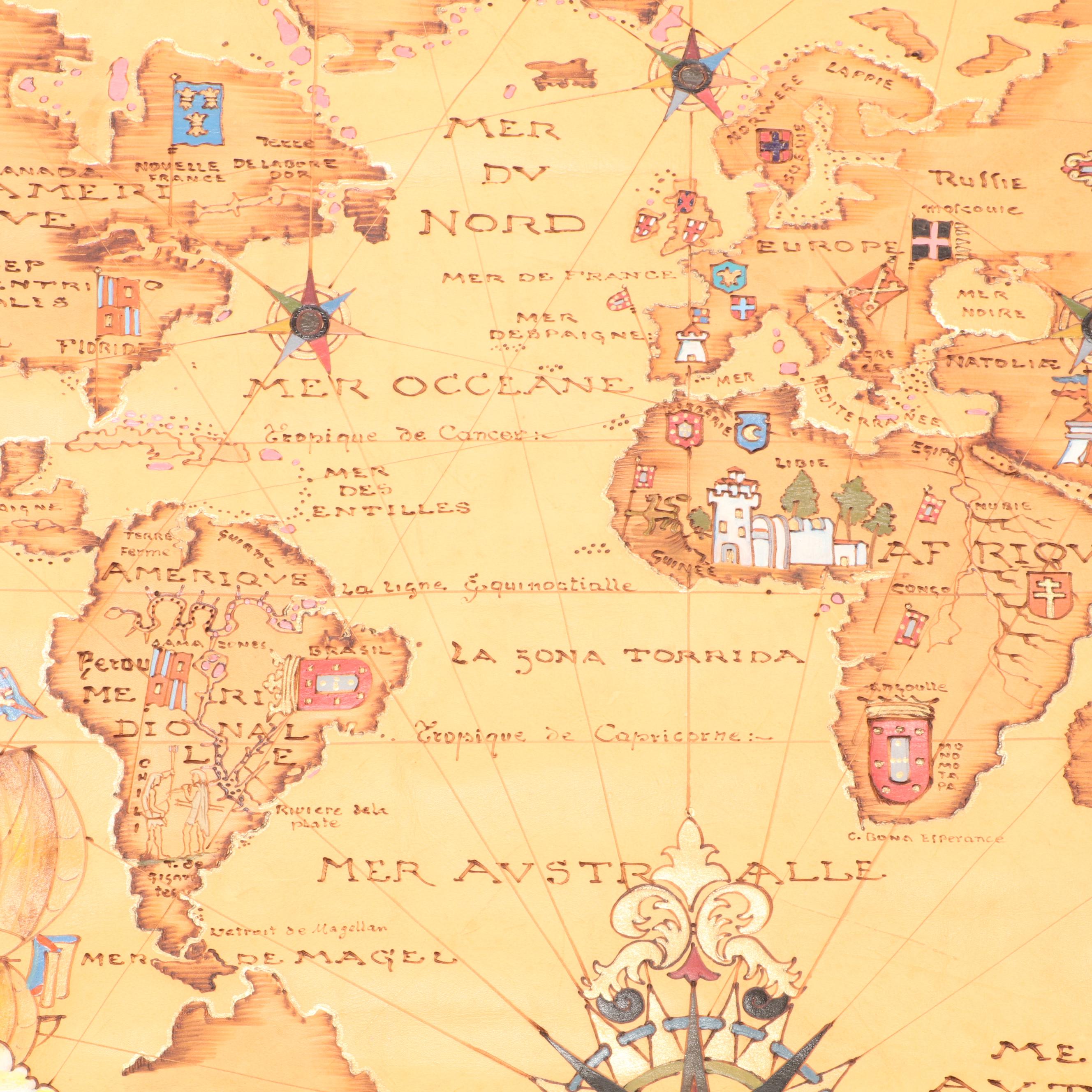 Mari & Hermann Leather World Map | EBTH