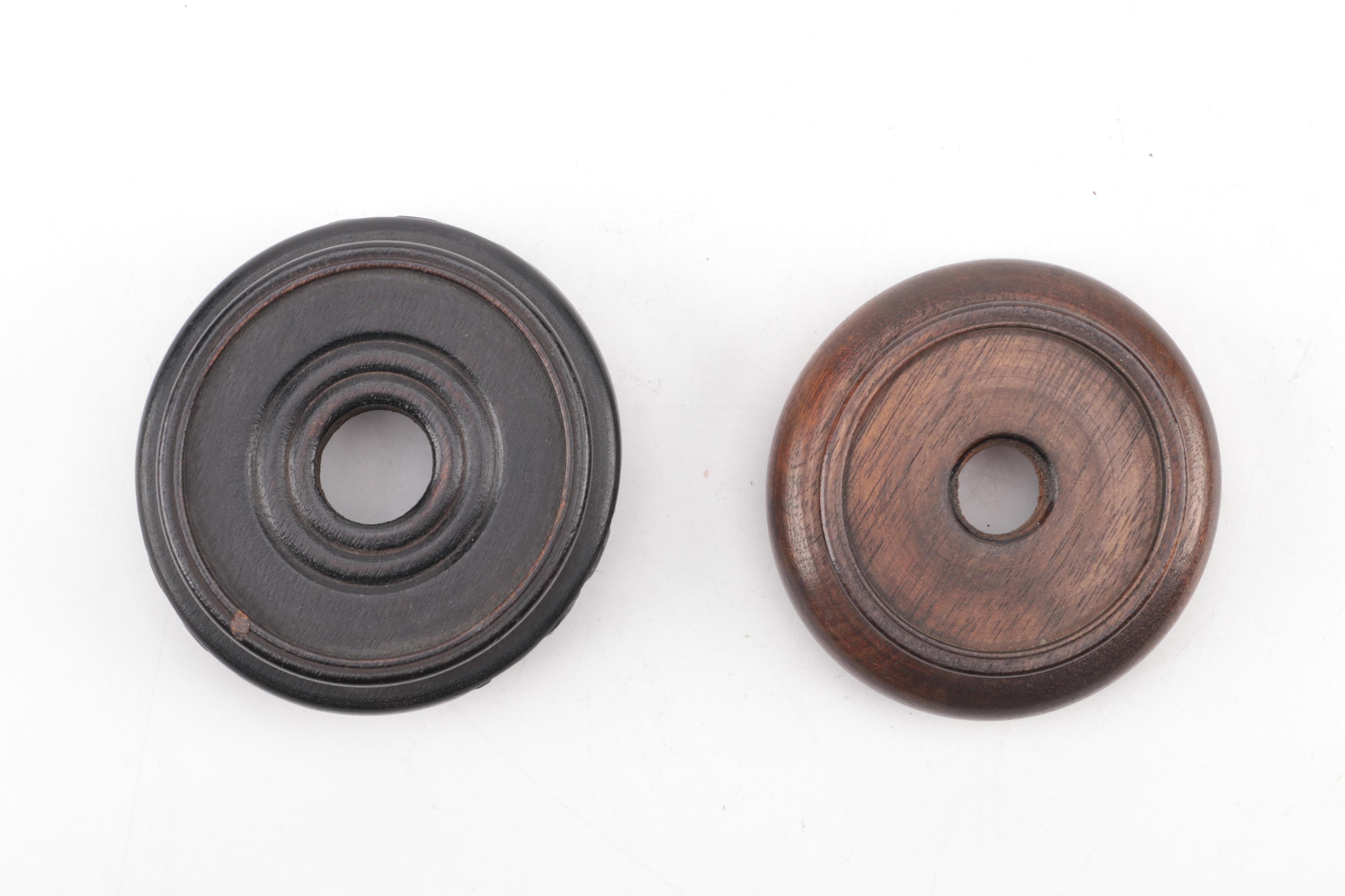 East Asian Hand-Carved Wooden Vase Bases With Drilled Lamp Bases | EBTH