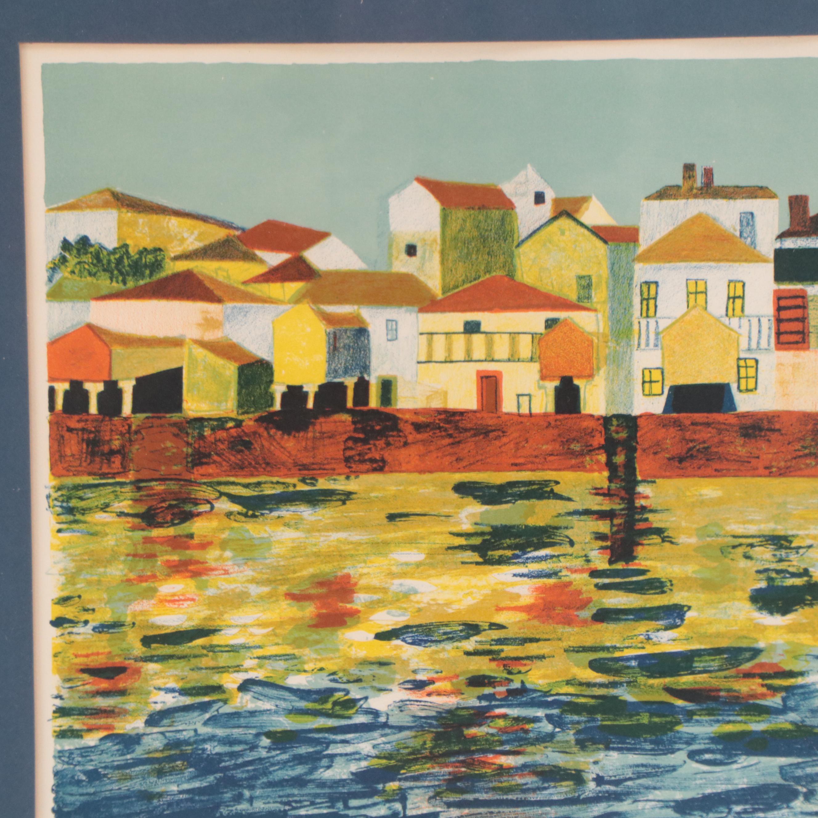 Fernanda Navarro Color Lithograph of Landscape with Houses | EBTH