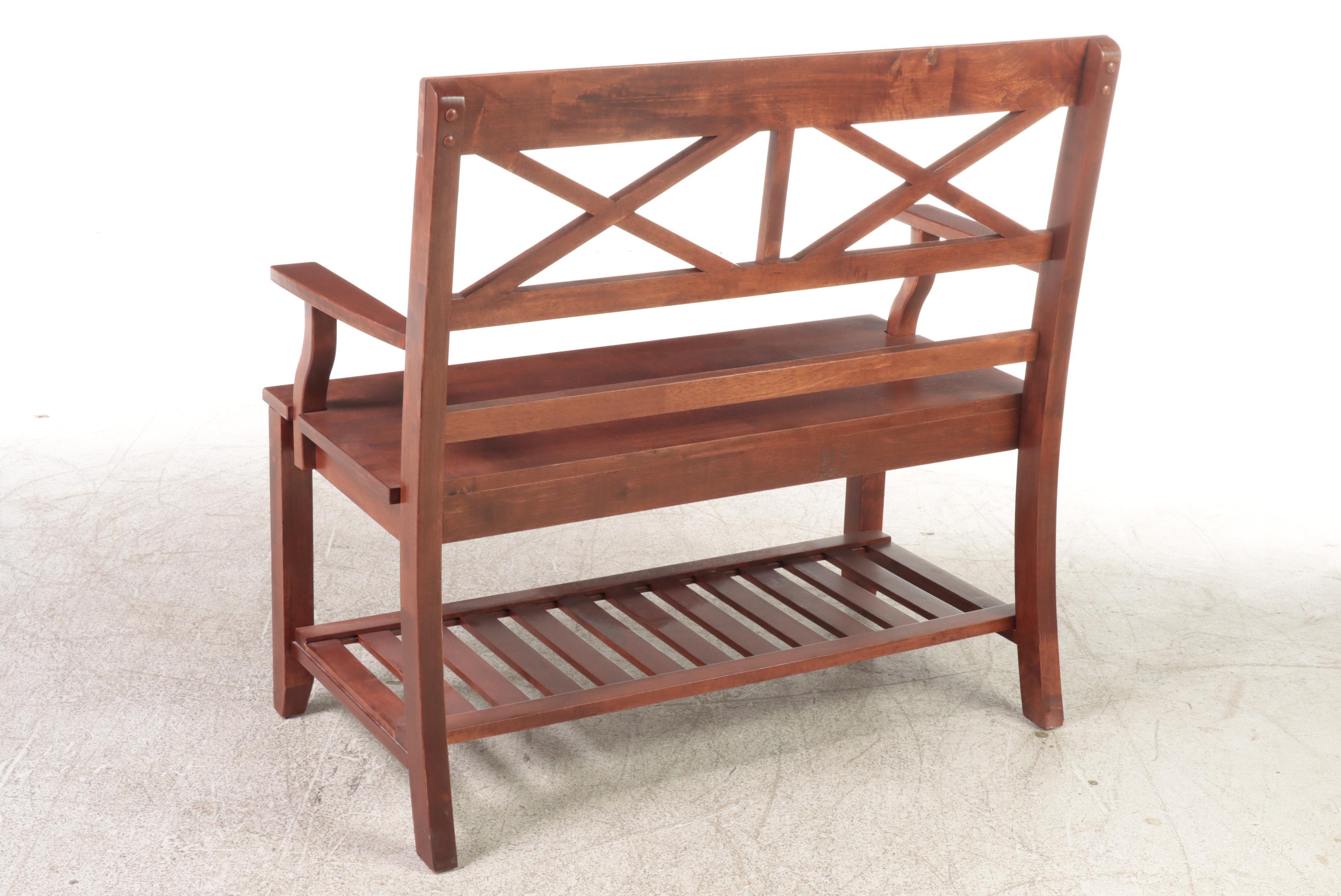 Contemporary Hardwood Double X-Back Bench | EBTH