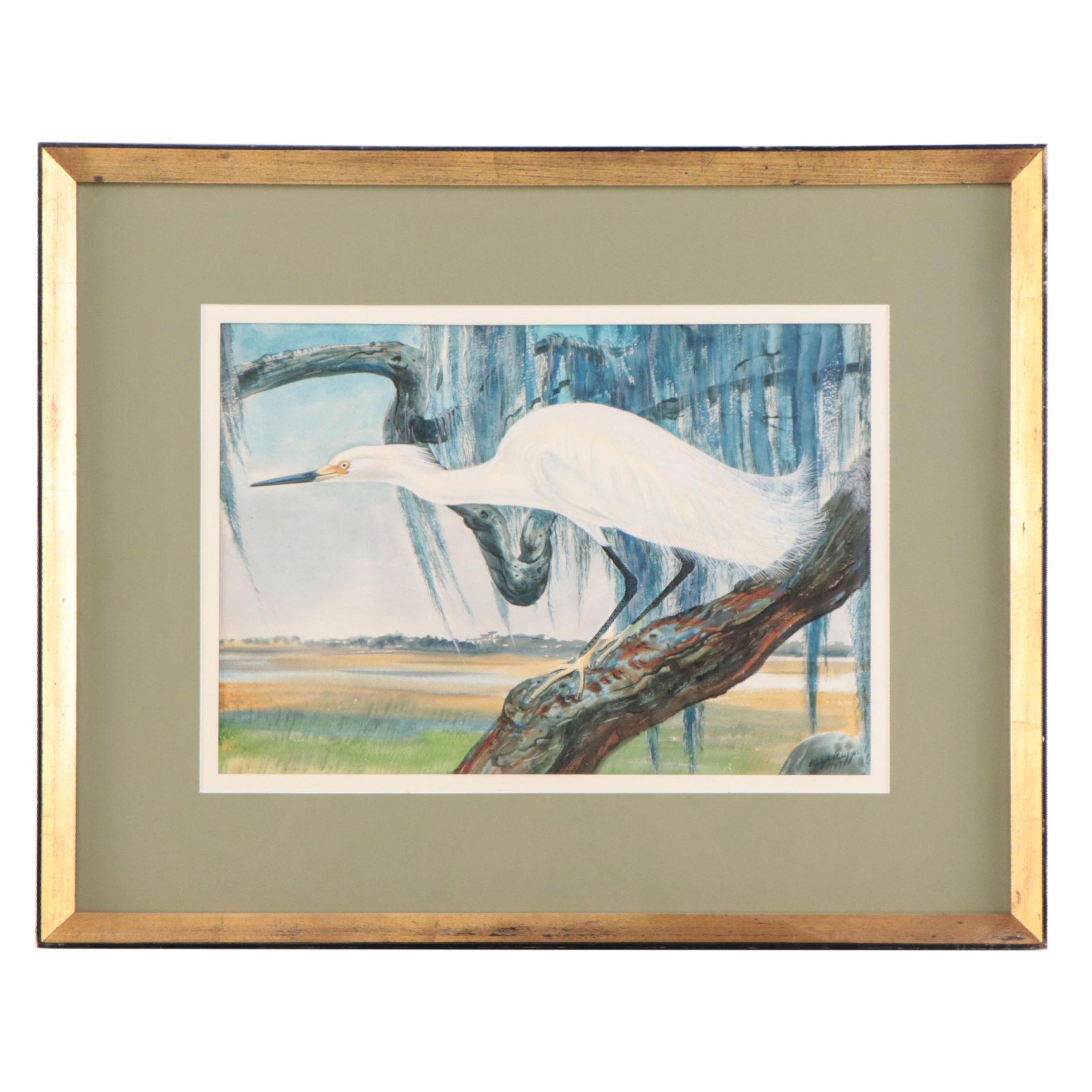 Ralph Ray Jr. Watercolor Painting of Heron, 1947 | EBTH