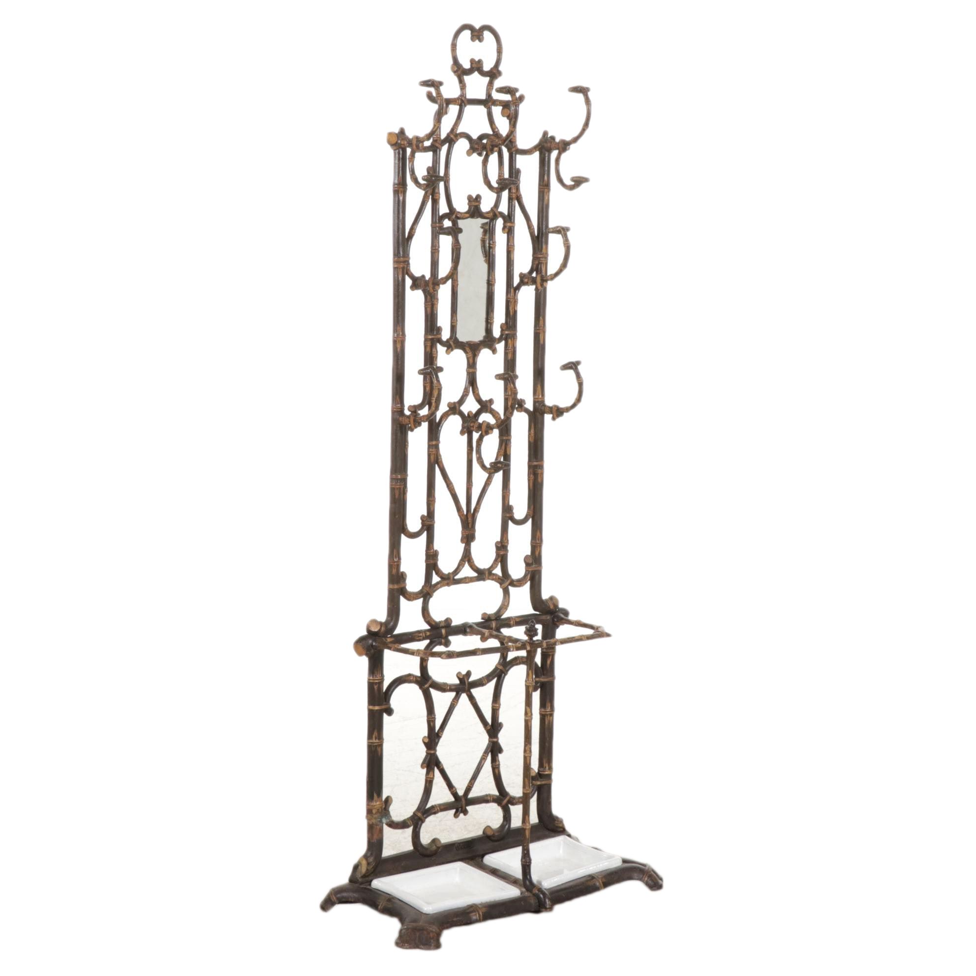 Godin French Japonisme Cast Iron and Parcel-Gilt Mirrored Hall Tree ...