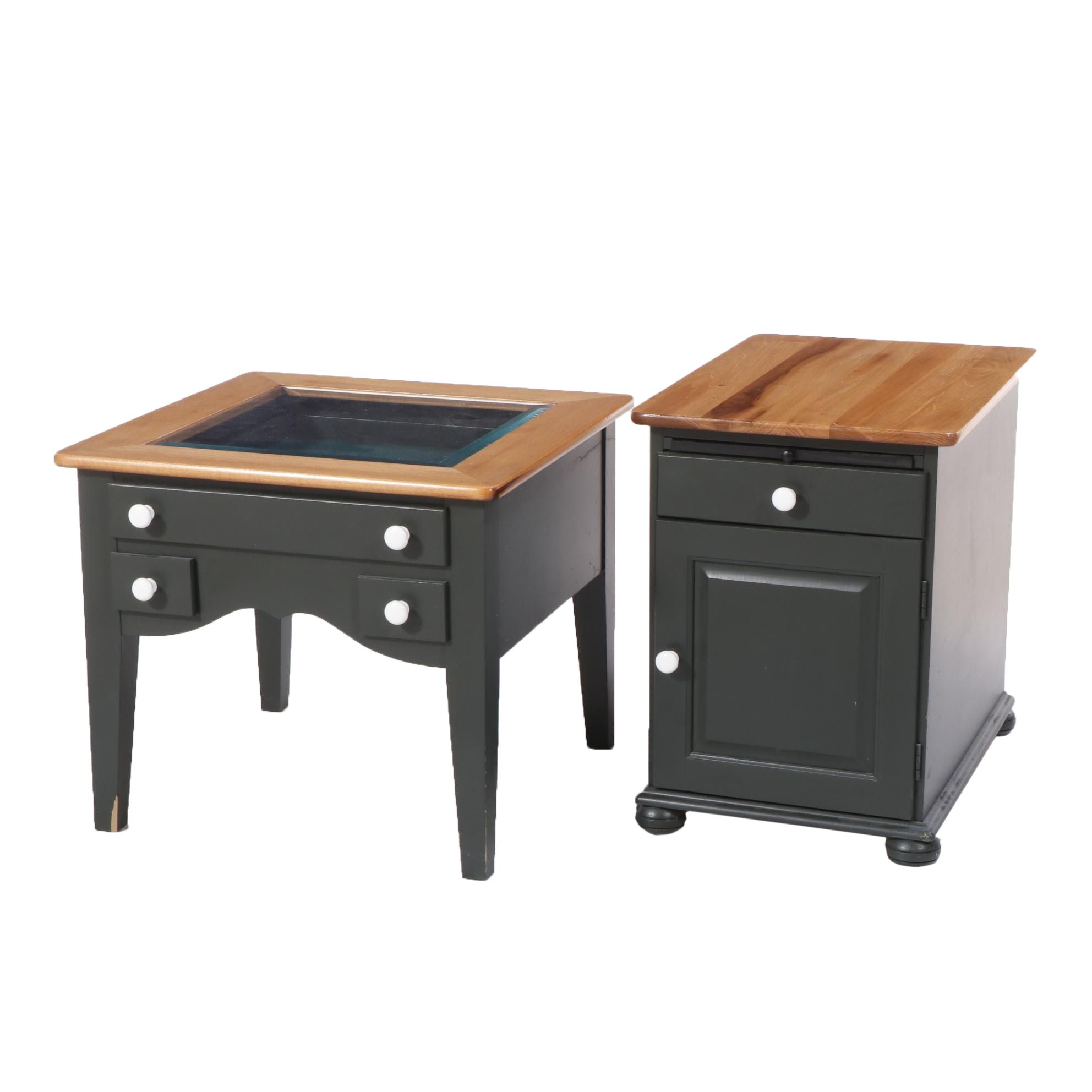 Two Riverside Furniture Primitive Style Parcel-Painted Side Tables | EBTH
