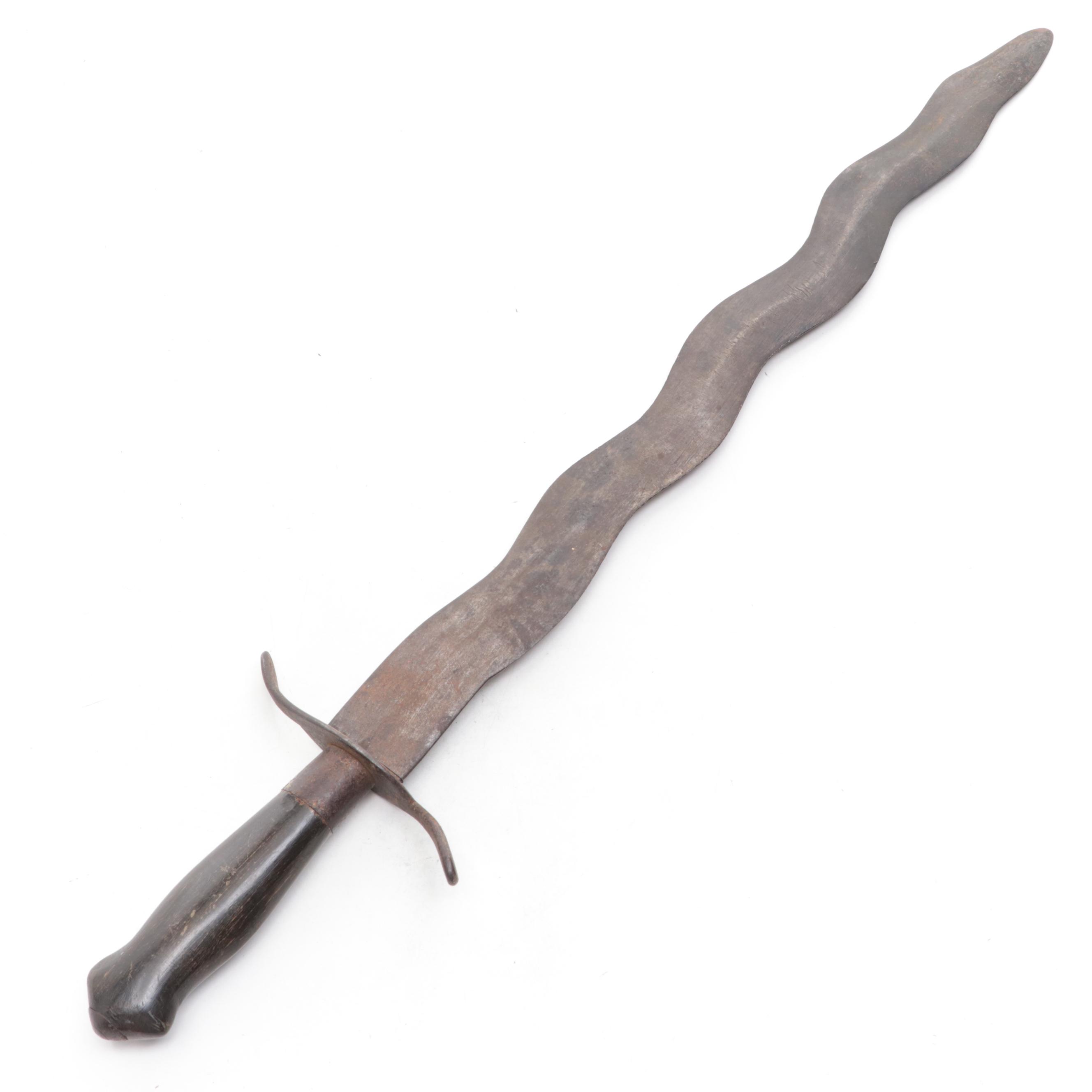 Wooden Handled Flamberge Short Sword | EBTH