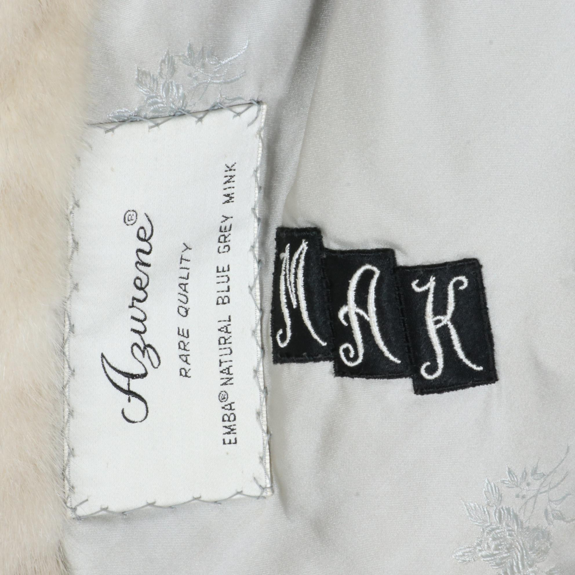 EMBA Azurene Ranched Mink Fur Stole with Shawl Collar from Roark Furs ...