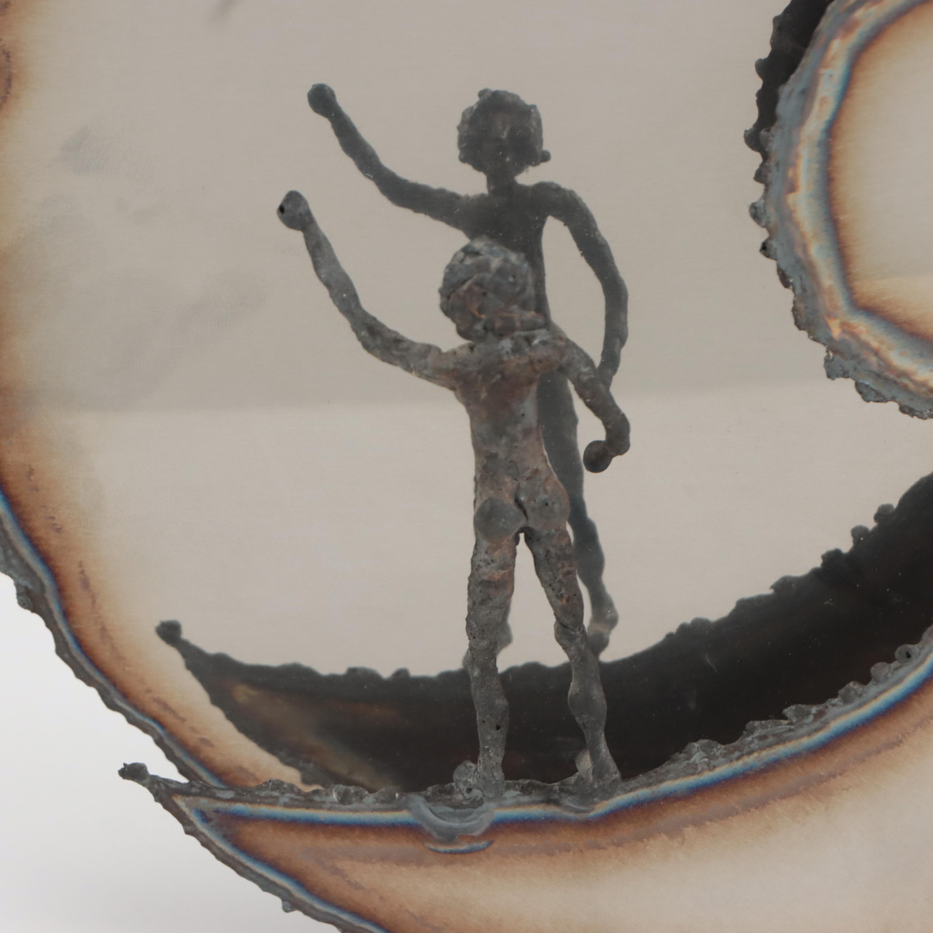 Ron Isaacson Laser Cut Polished Metal Sculpture With Solder Figure ...