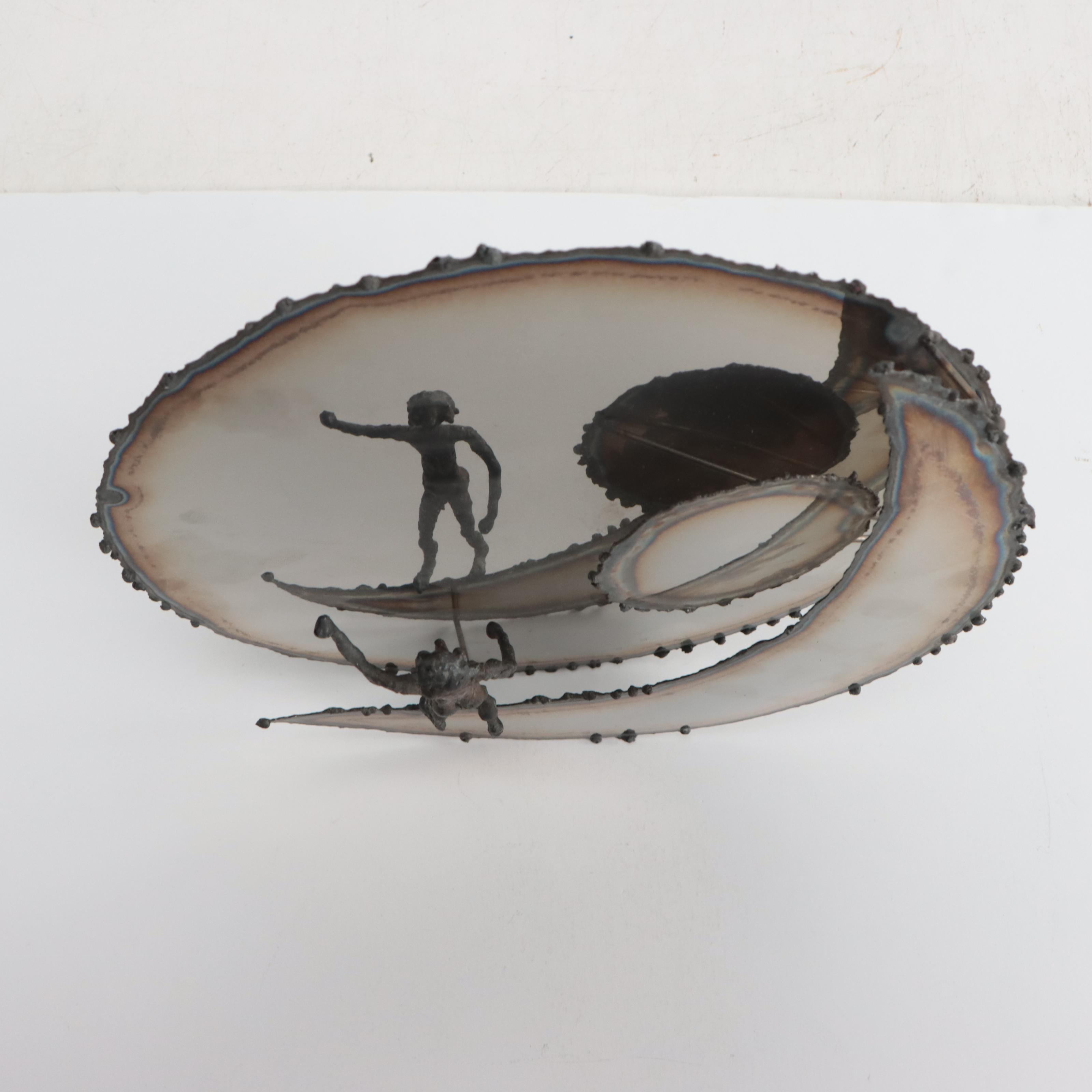 Ron Isaacson Laser Cut Polished Metal Sculpture With Solder Figure ...