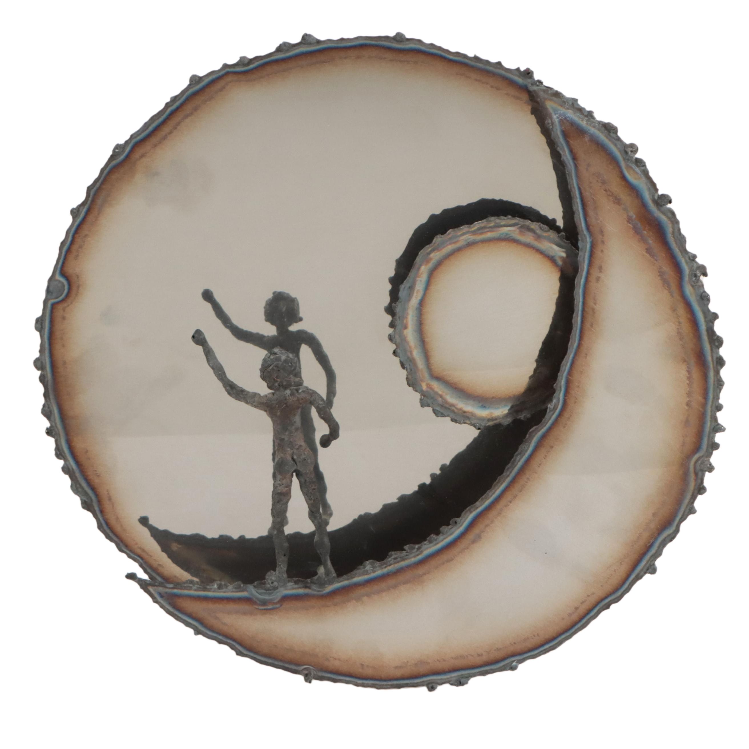 Ron Isaacson Laser Cut Polished Metal Sculpture With Solder Figure ...