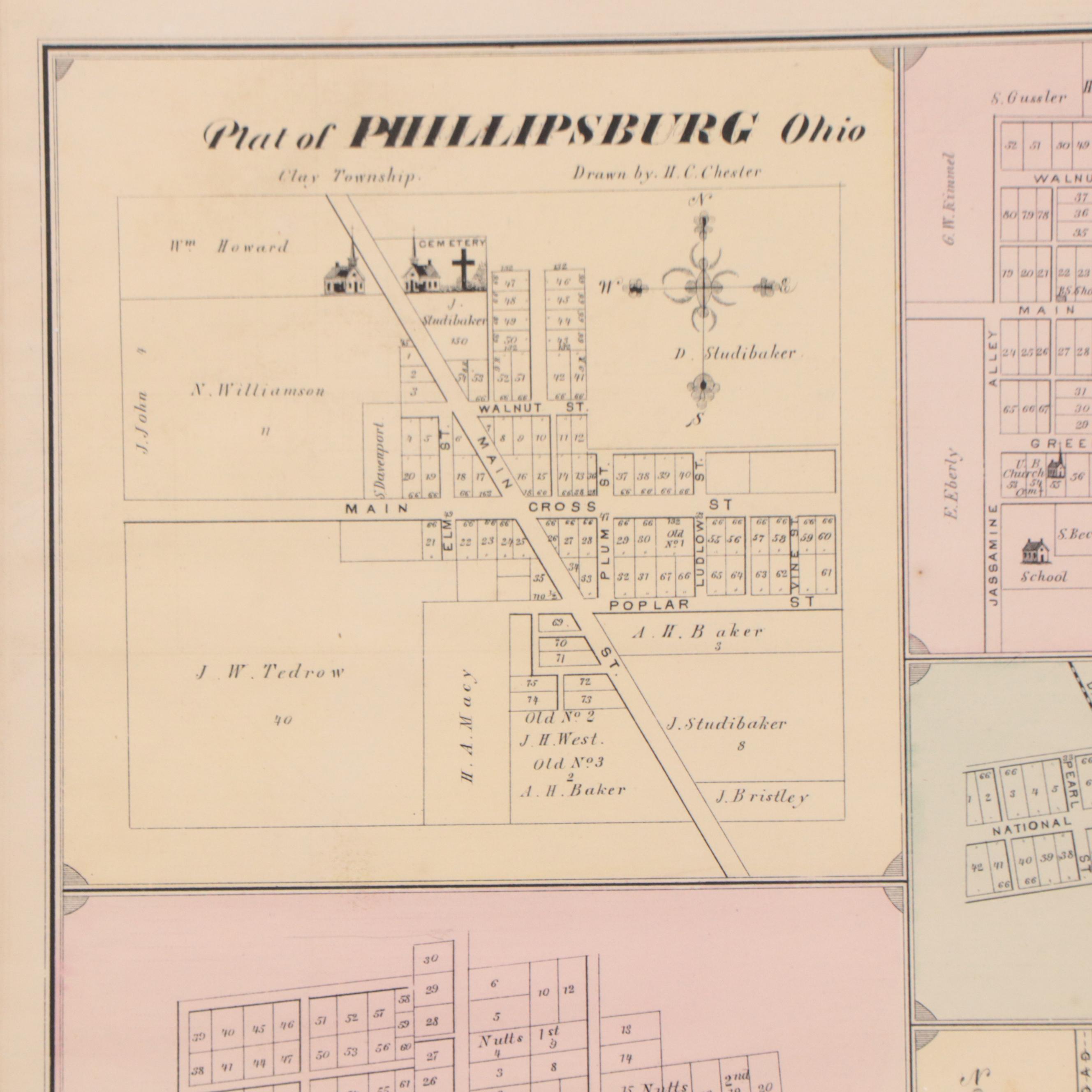 L.H. Everts Lithograph Map of Ohio Plats and Townships, 1871 | EBTH