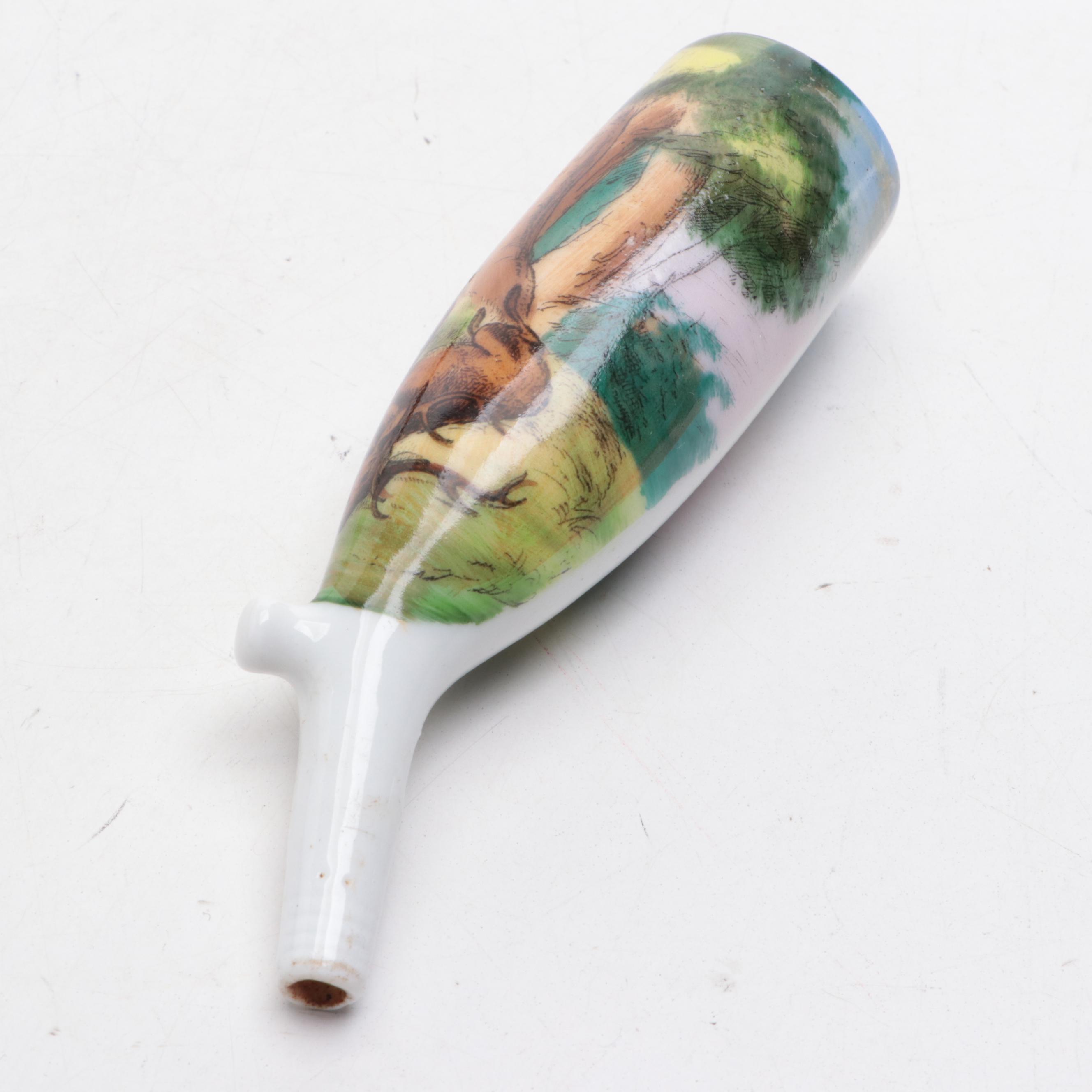 Bavarian Porcelain, Antler and Wood Smoking Pipe | EBTH