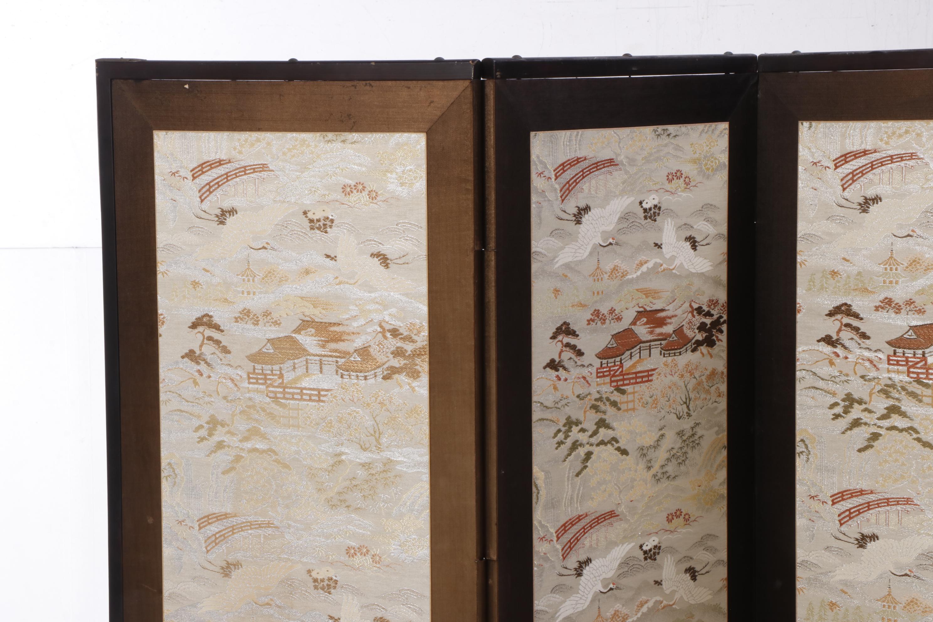 Chinese Embroidered Panel Folding Screen | EBTH