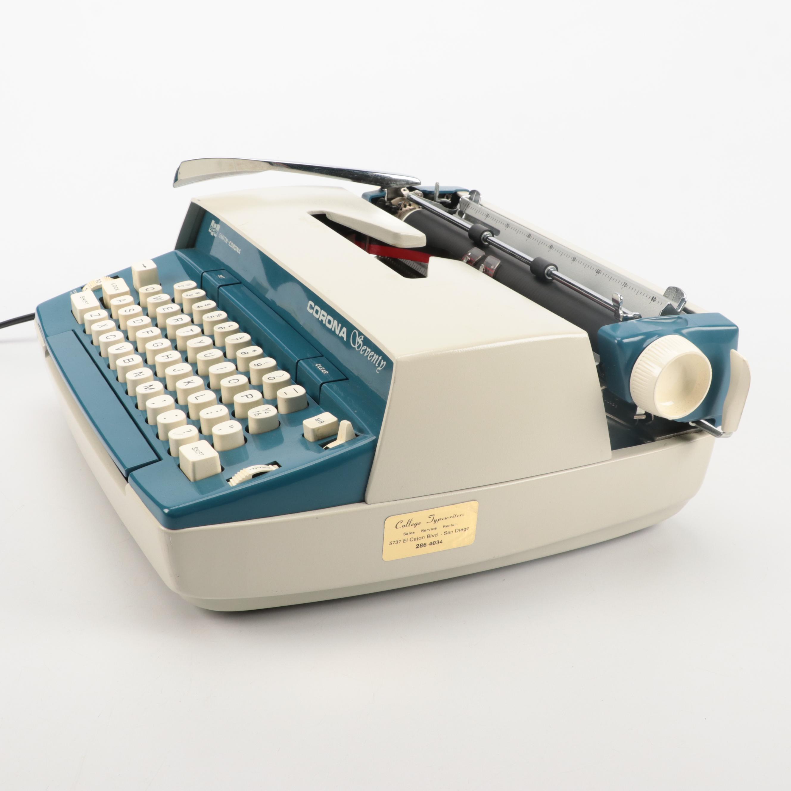 Smith Corona "Corona Seventy" Electric Typewriter with Case, 1970s | EBTH