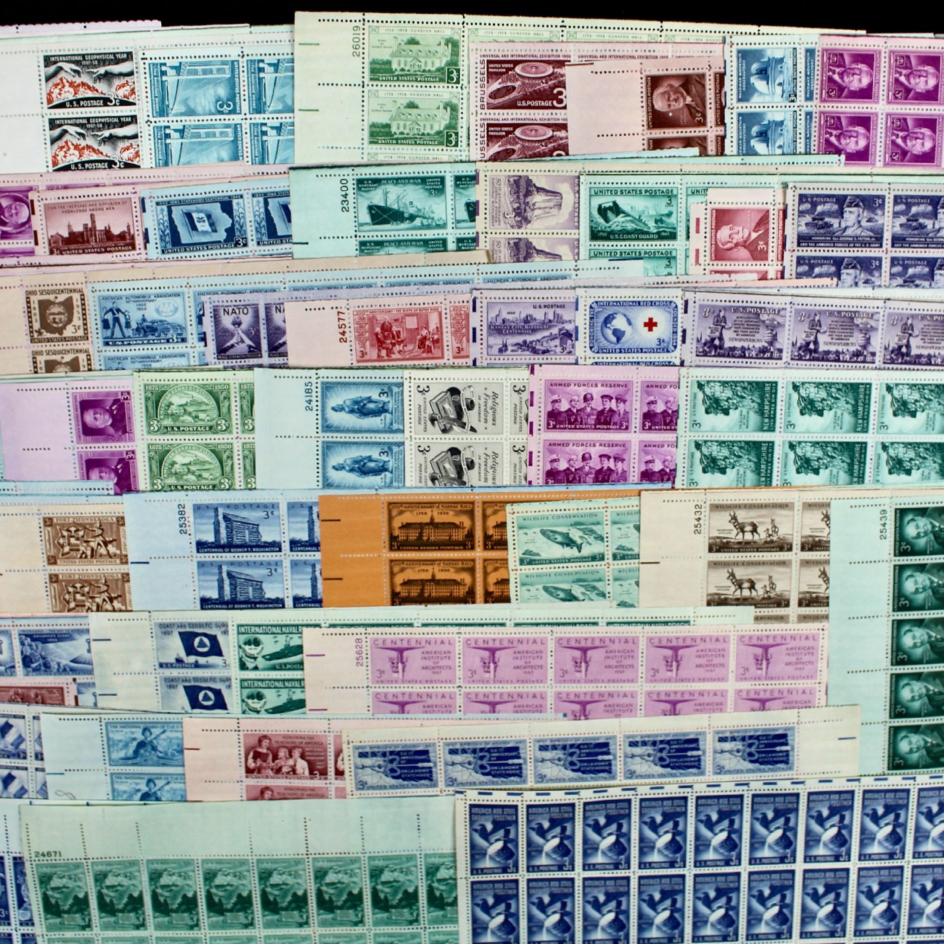 Seventy-Three Different U.S. 3-Cent Postage Stamp Sheets, 1940s to ...