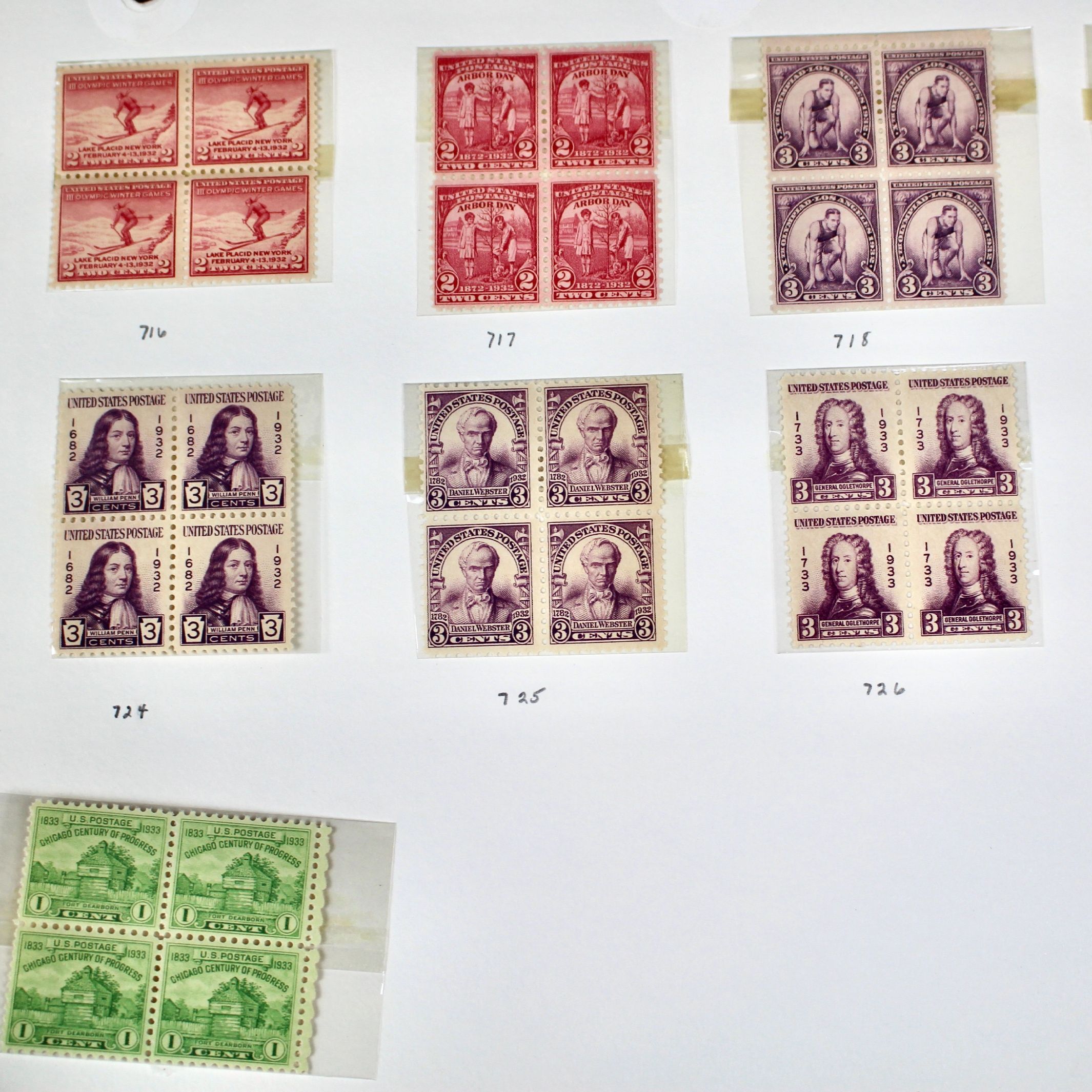 Earlier Collection of U.S. Postage Stamp Blocks and Plate Blocks, 1920s ...